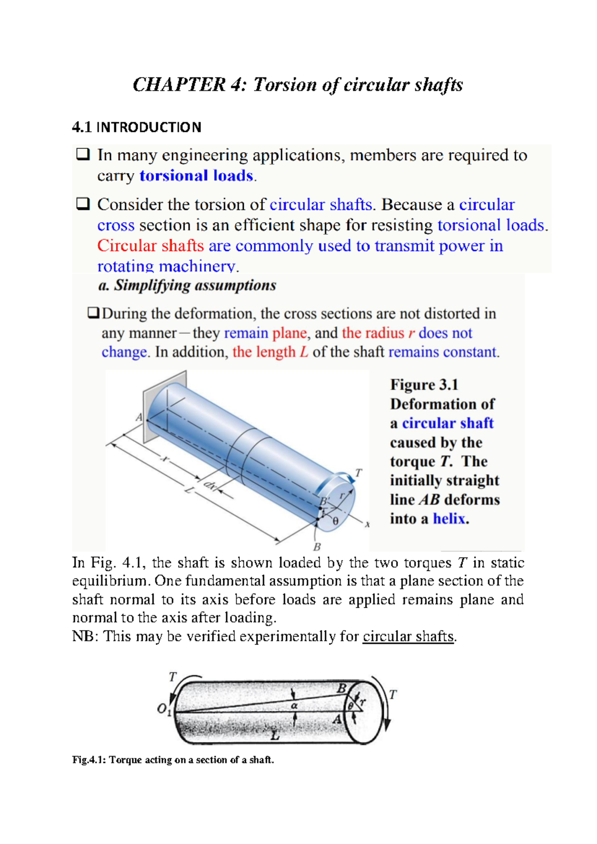 Chapter 4 - lecture notes - CHAPTER 4: Torsion of circular shafts 4 ...