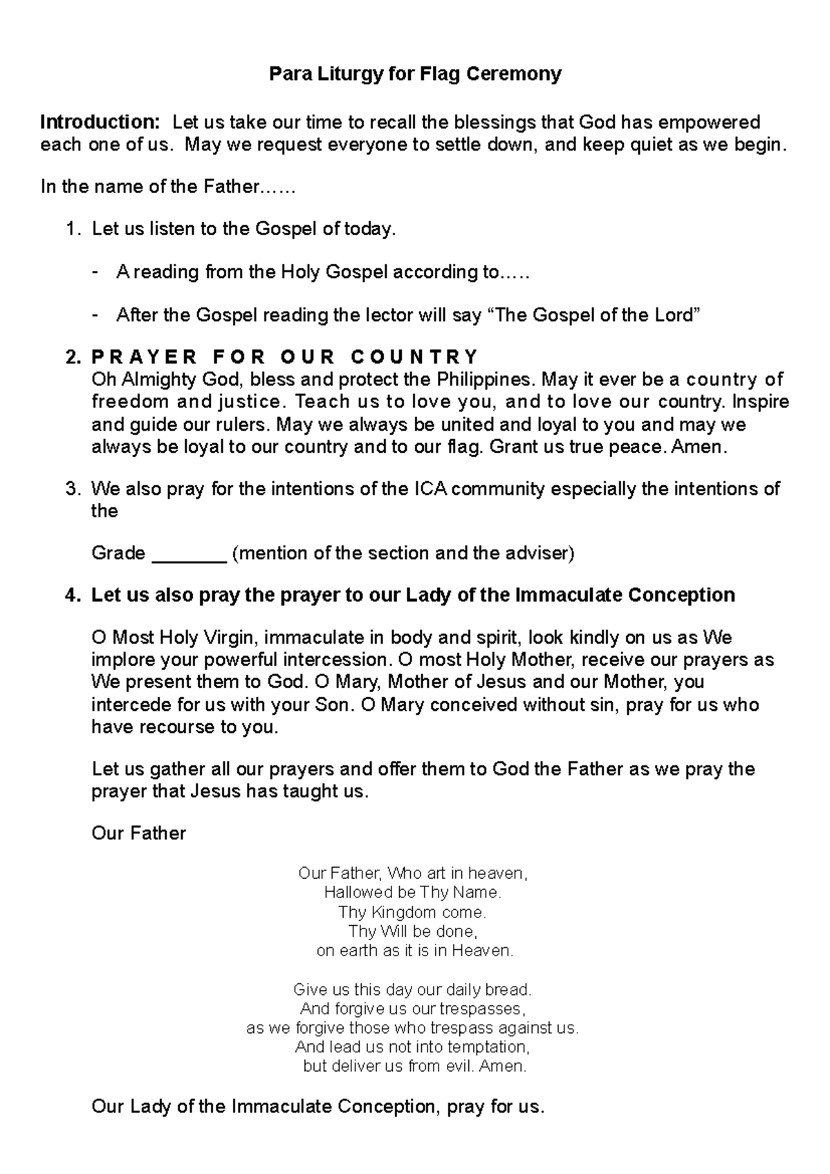 Paraliturgy-for-Flag-Ceremony - Para Liturgy for Flag Ceremony ...