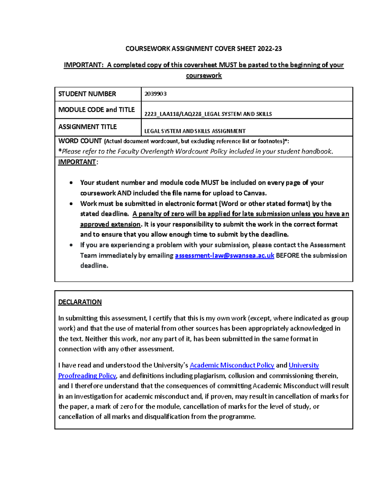Legal System and Skills Assessment Element (Final Edition) - COURSEWORK ...
