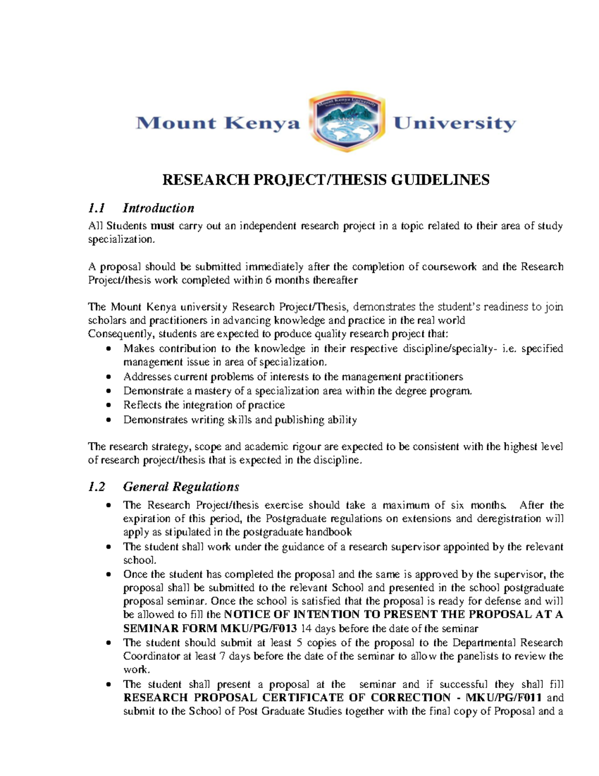Research Project Format - RESEARCH PROJECT/THESIS GUIDELINES 1 ...