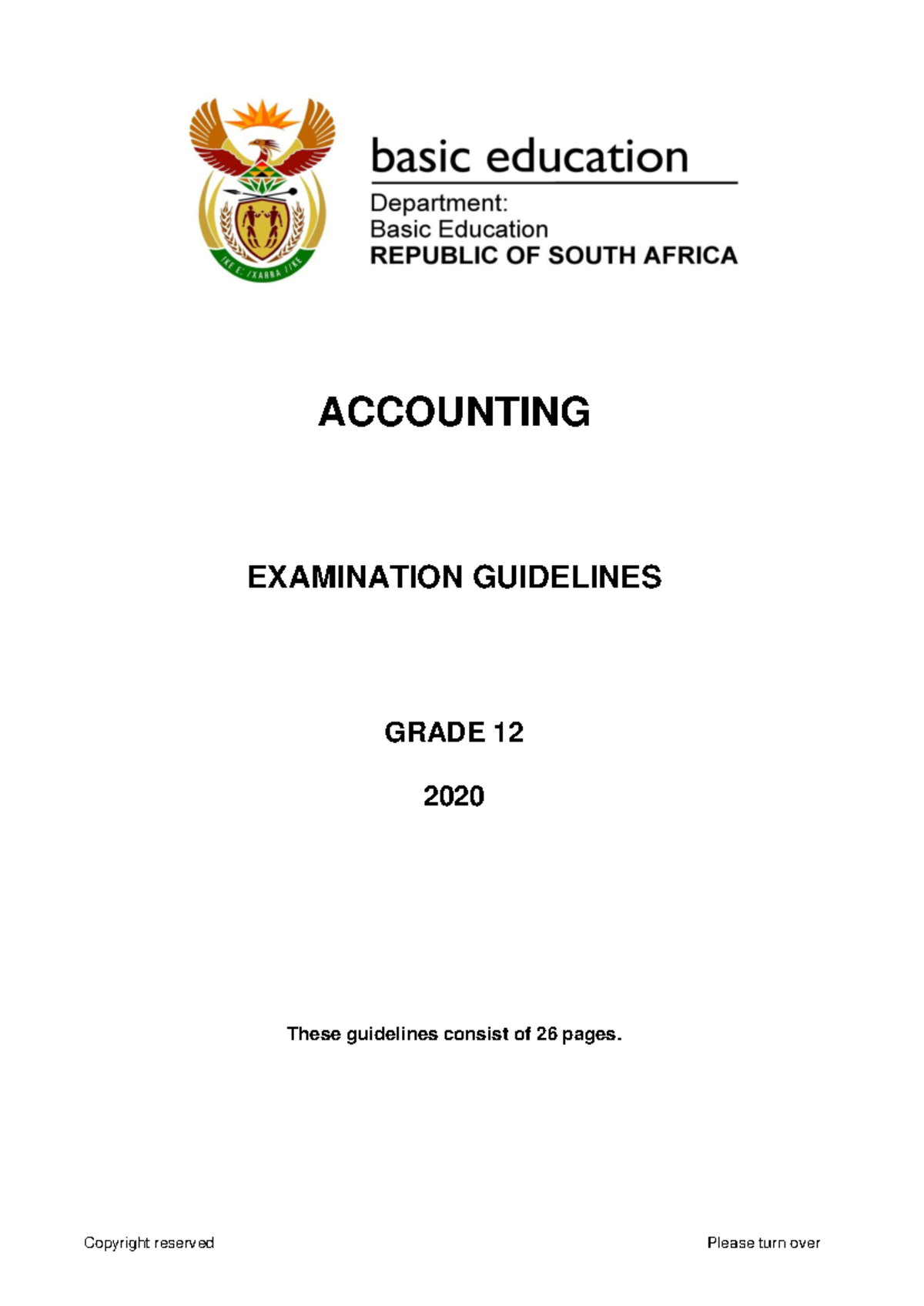 Accounting GR 12 Exam Guidelines 2020 Eng - ACCOUNTING EXAMINATION ...