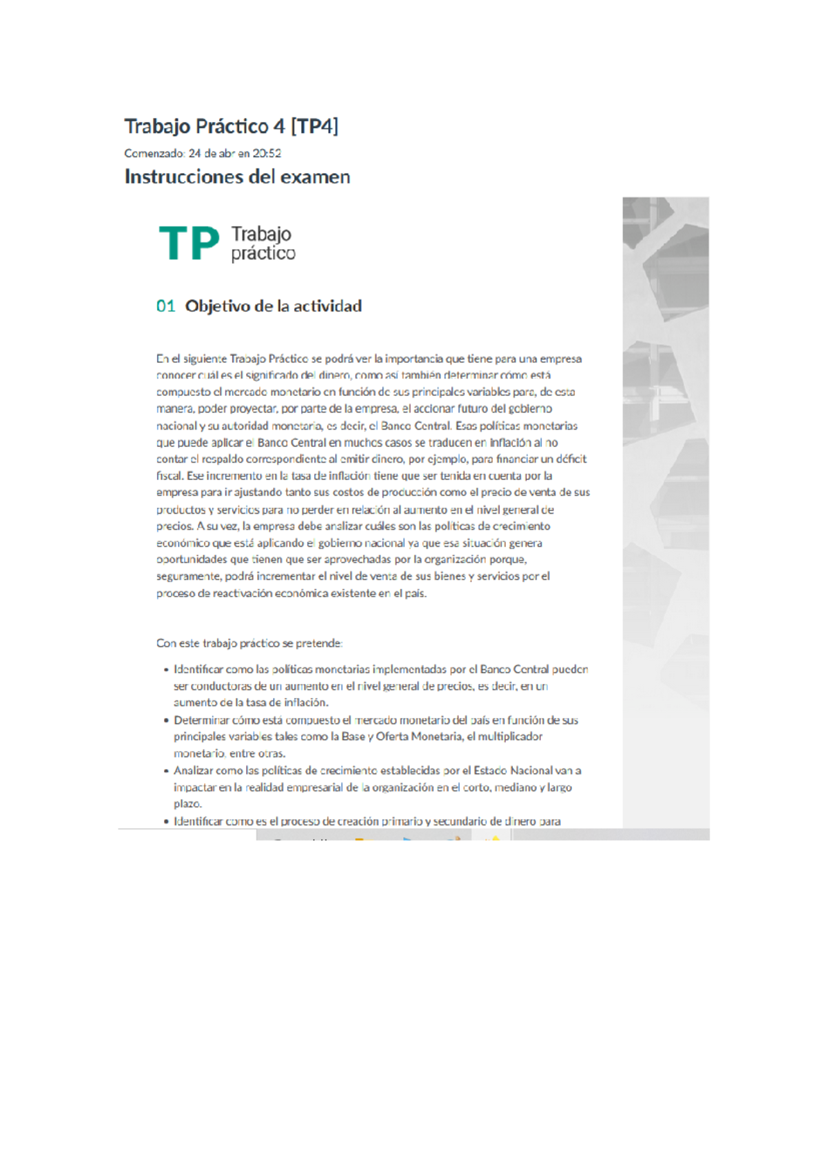 Trabajo Práctico 4 [TP4] (92%) Principios DE Economía 20-MAR-2022 20-MAY-2022 - Principios de ...