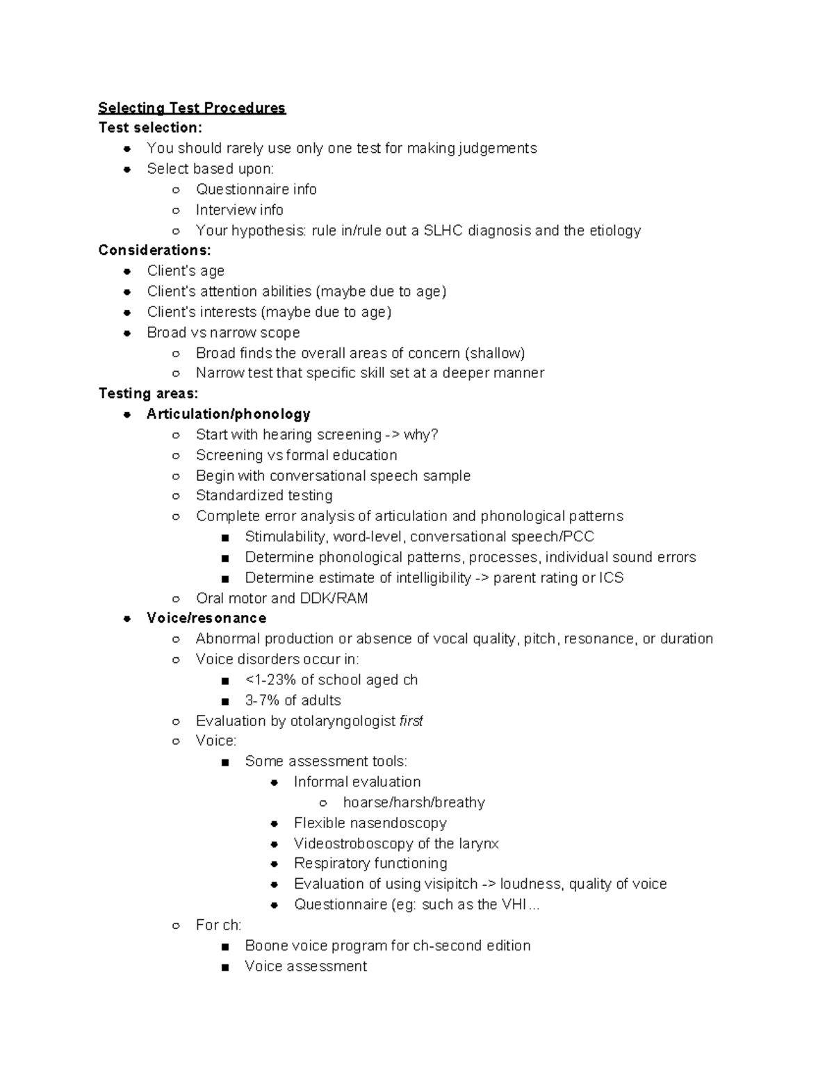 CSAD 147 - Lec. 6 (9 16-18) - Selecting Test Procedures Test selection ...