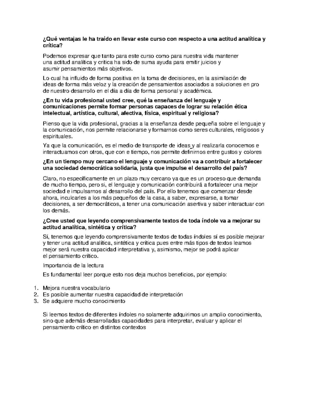 Comu - ugvbg - ¿Qué ventajas le ha traído en llevar este curso con ...