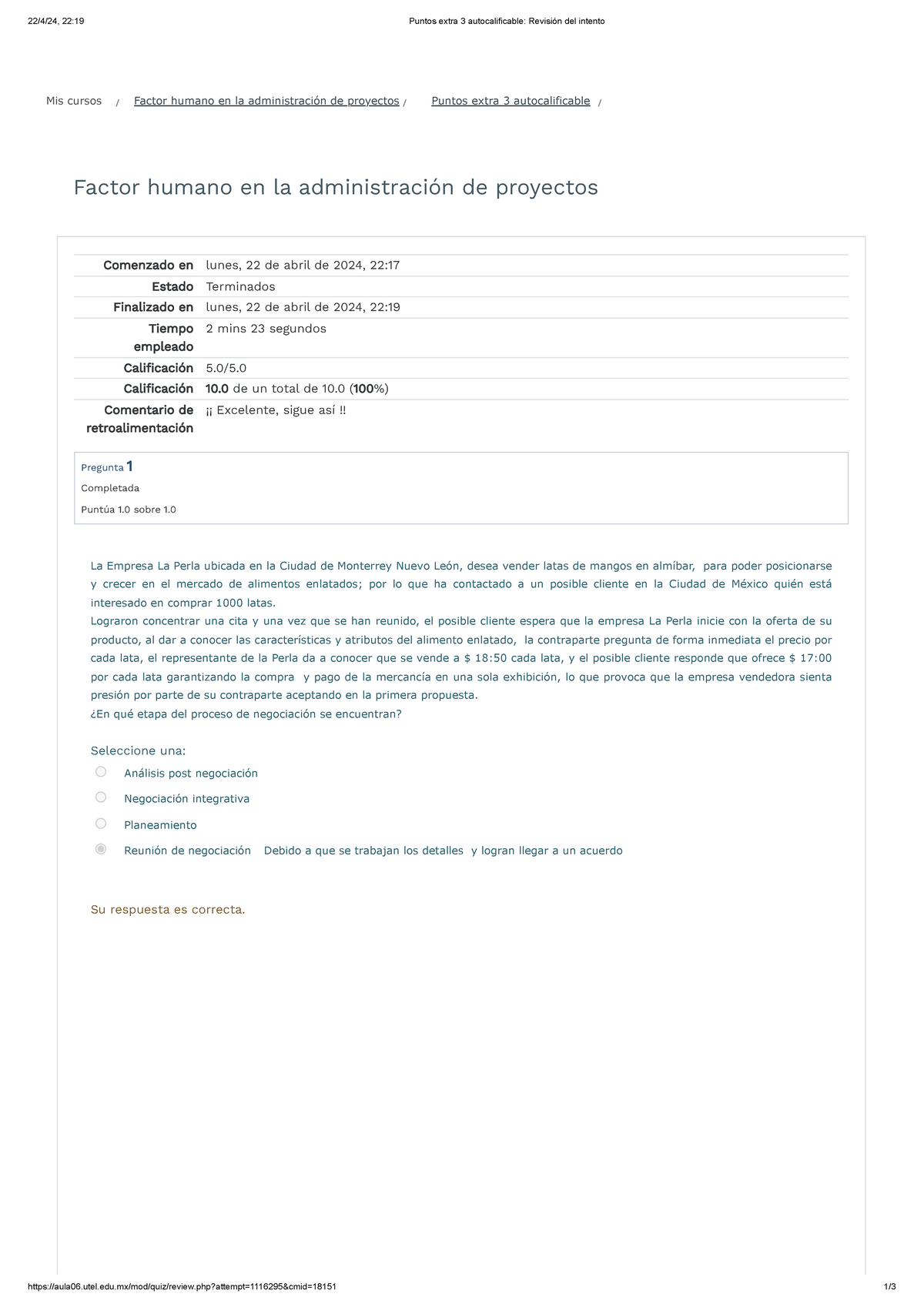 Puntos extra 3 autocalificable Factor humano - Factor humano en la administración de proyectos ...