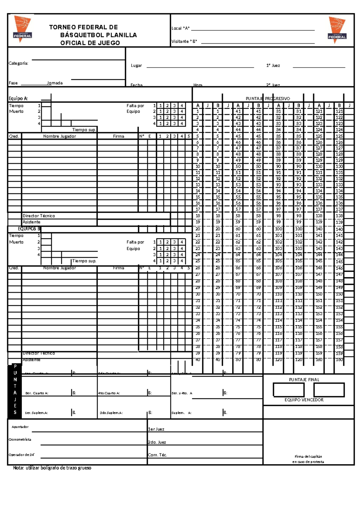 Planillas Basquetbol - planilla - TORNEO FEDERAL DE BÁSQUETBOL PLANILLA ...