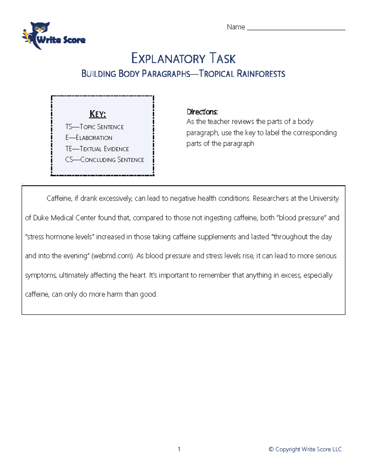 Interactive Handout - Building Body Paragraphs - 1 © Copyright Write ...