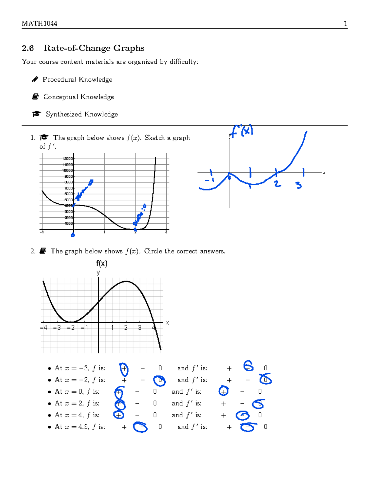 Practice 2.6 in class - 2 Rate-of-Change Graphs Your course content ...