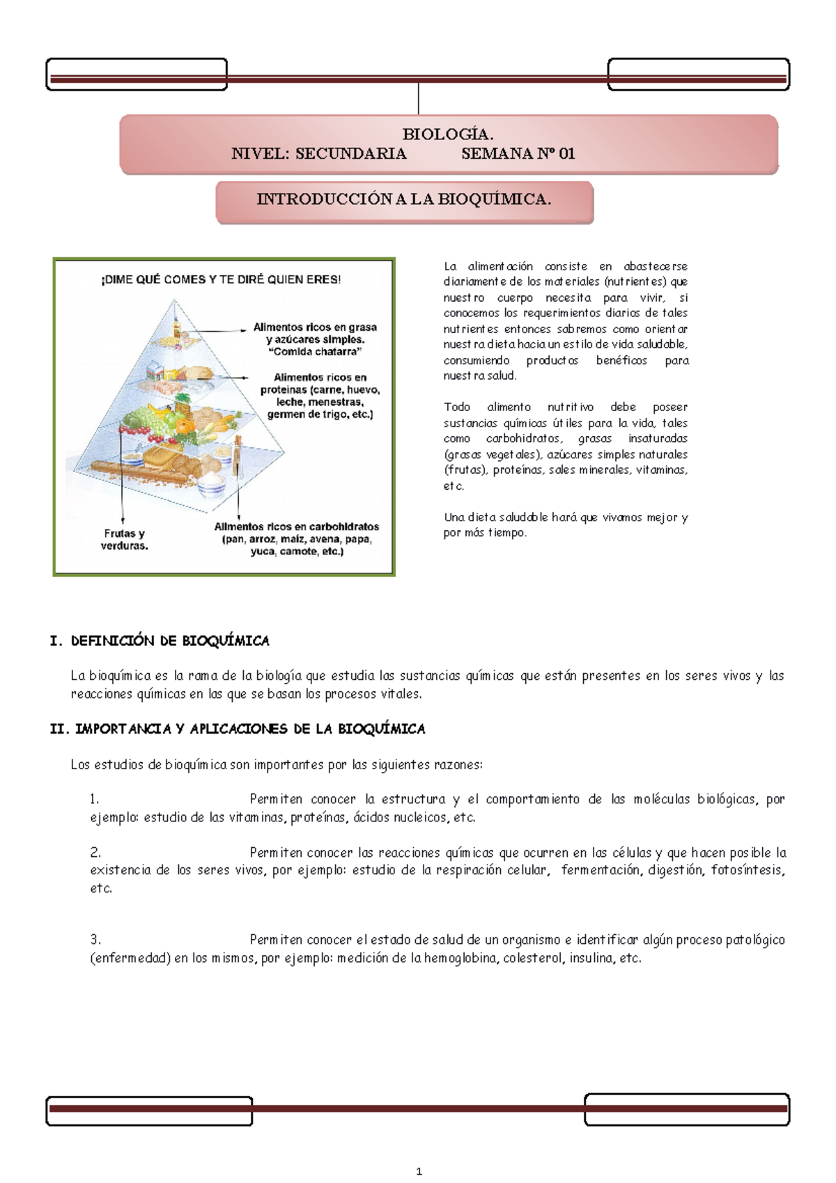 Bioquimica- Principios- Biomoleculas Inorganicas - I. DEFINICIÓN DE ...