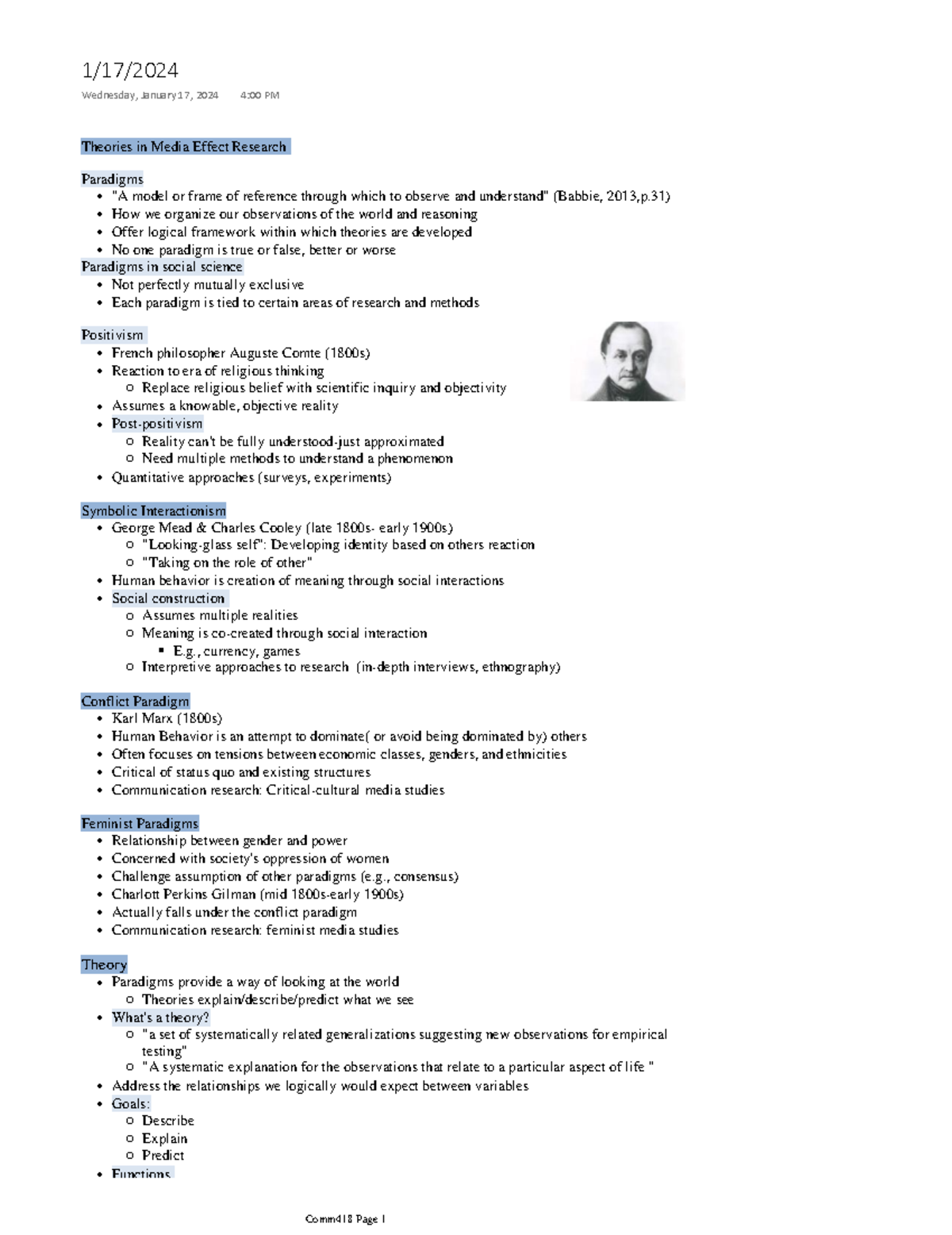 Comm 418 Professor Skurka - Theories in Media Effect Research Paradigms ...