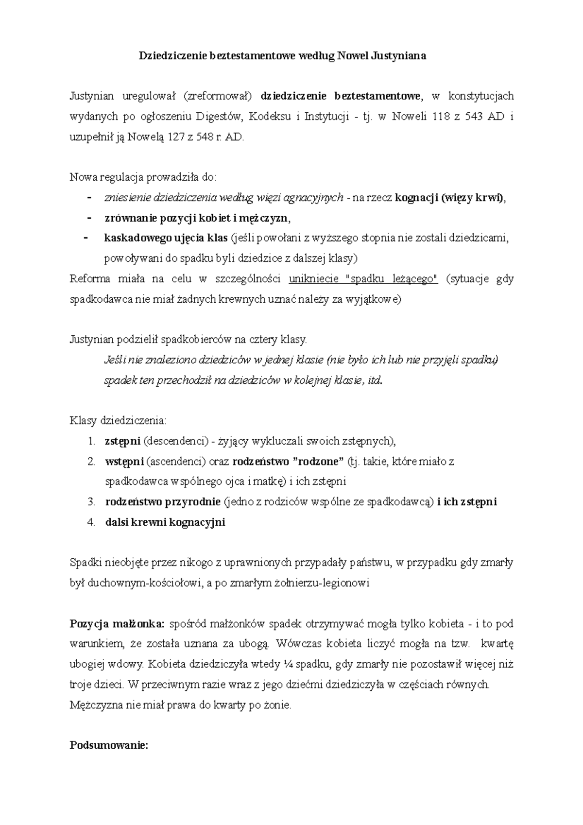 1 - jkhjg - Dziedziczenie beztestamentowe według Nowel Justyniana ...