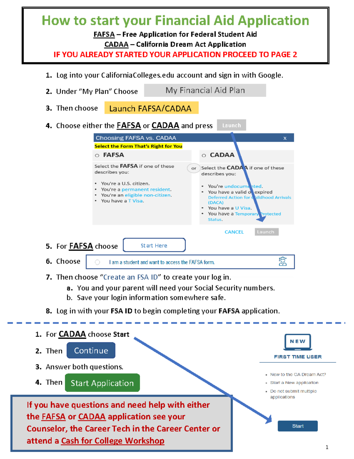 How to-Financial Aid instructions (generic) - 1 If you have questions ...