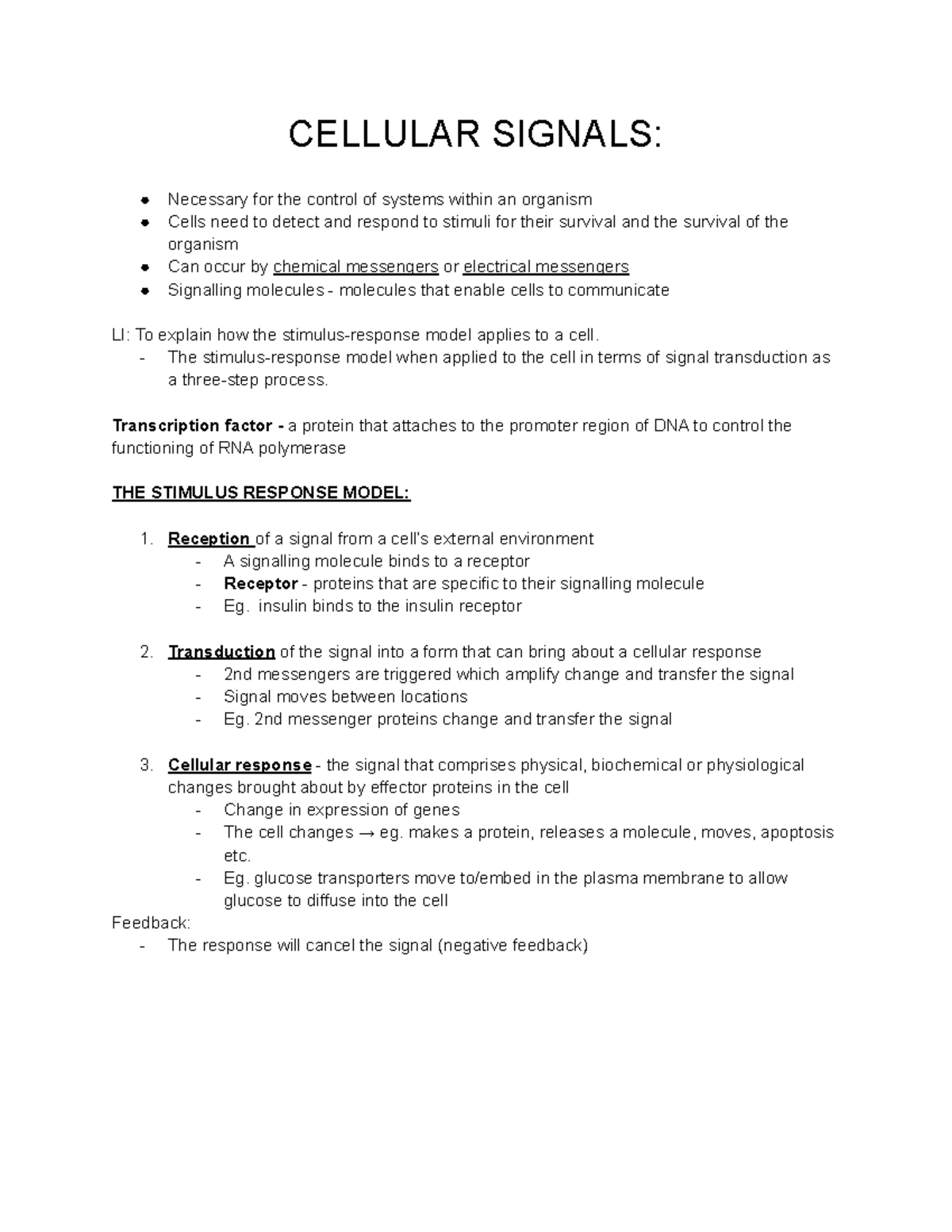Cellular Signals for VCE biology Unit 4 - CELLULAR SIGNALS: Necessary ...
