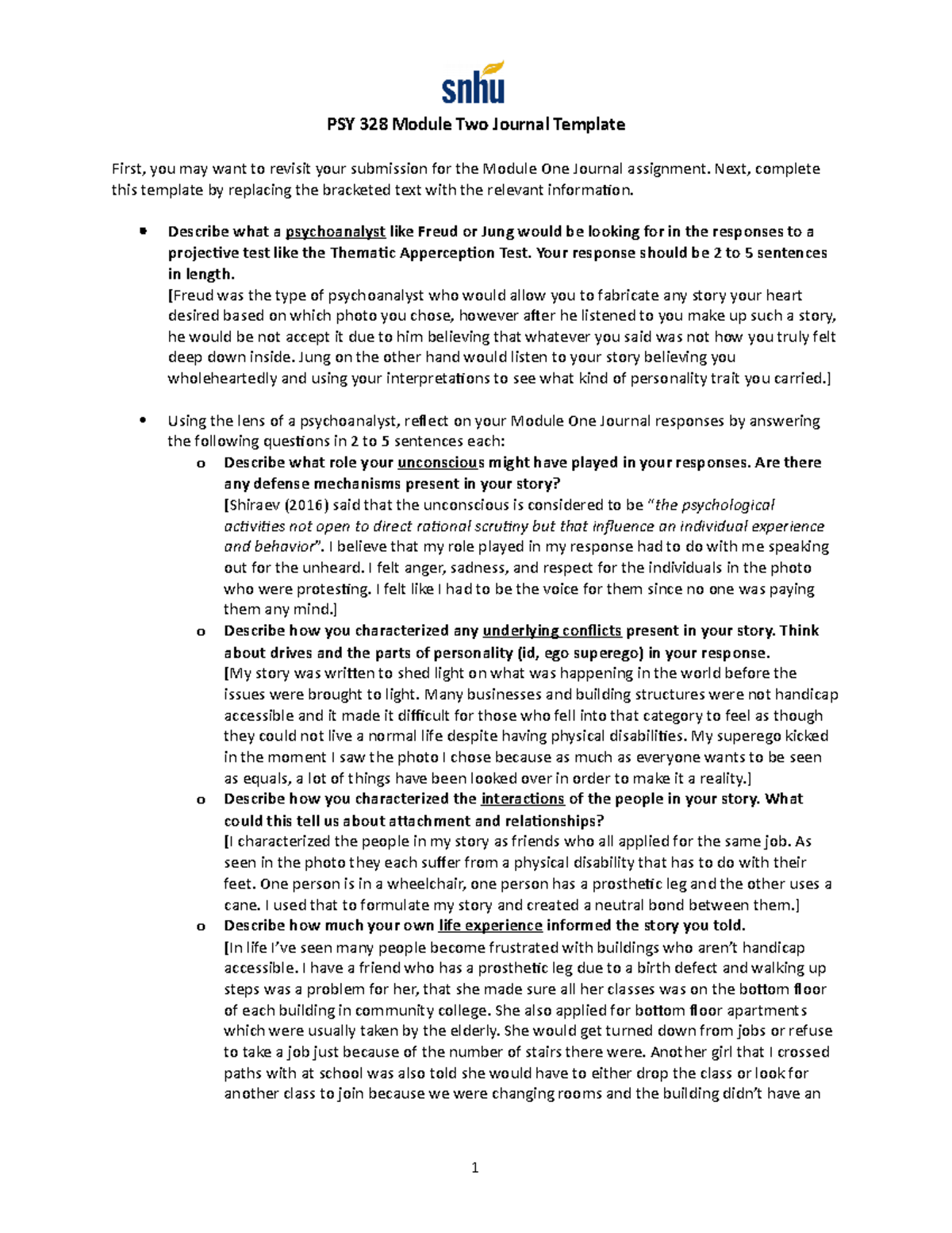 PSY 328 Module Two Journal Template - PSY 328 Module Two Journal ...