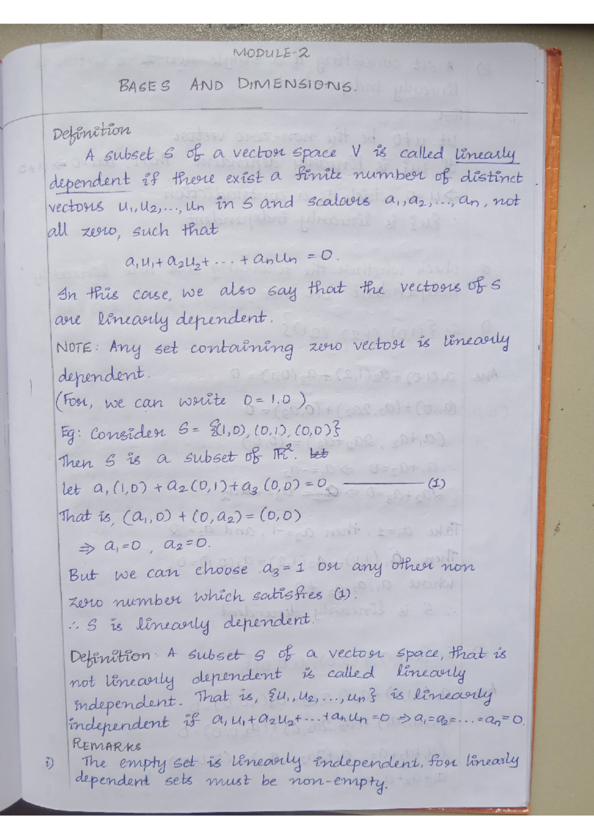 Linear Bases and dimensions - Bsc mathematics - Studocu