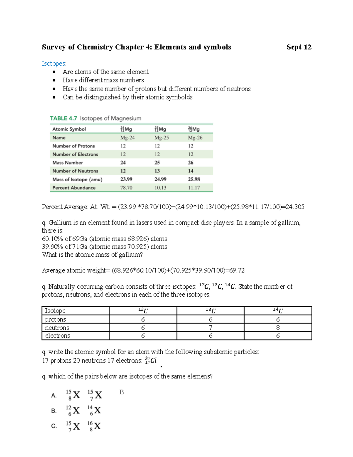 Chem 4 - Elements and symbols - Survey of Chemistry Chapter 4: Elements ...