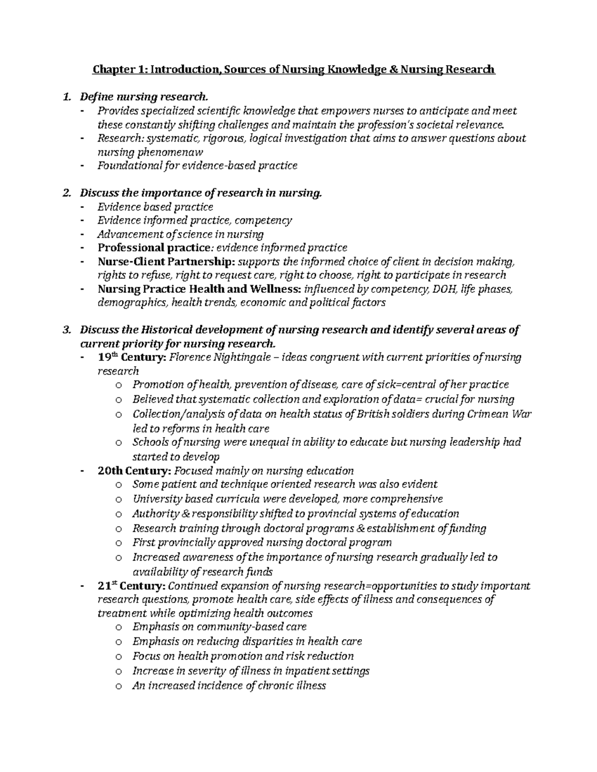 307 Intro (Self-Study) - Chapter 1: Introduction, Sources of Nursing ...