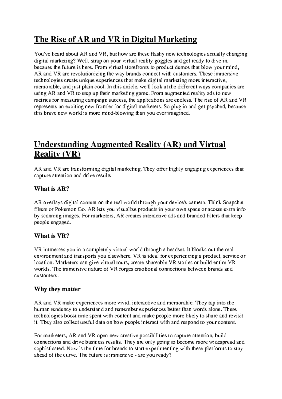 The Rise of AR and VR in Digital Marketing - From virtual storefronts ...