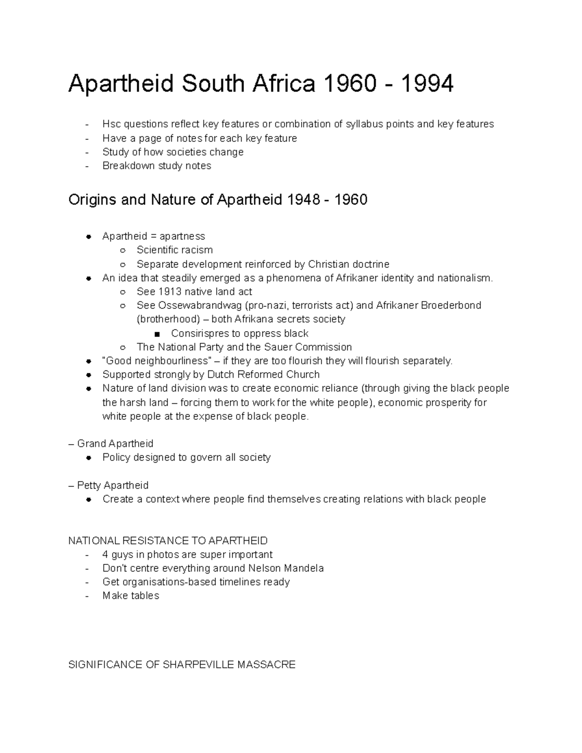 USYD - Apartheid South Africa 1960 - 1994 - Apartheid South Africa 1960 ...