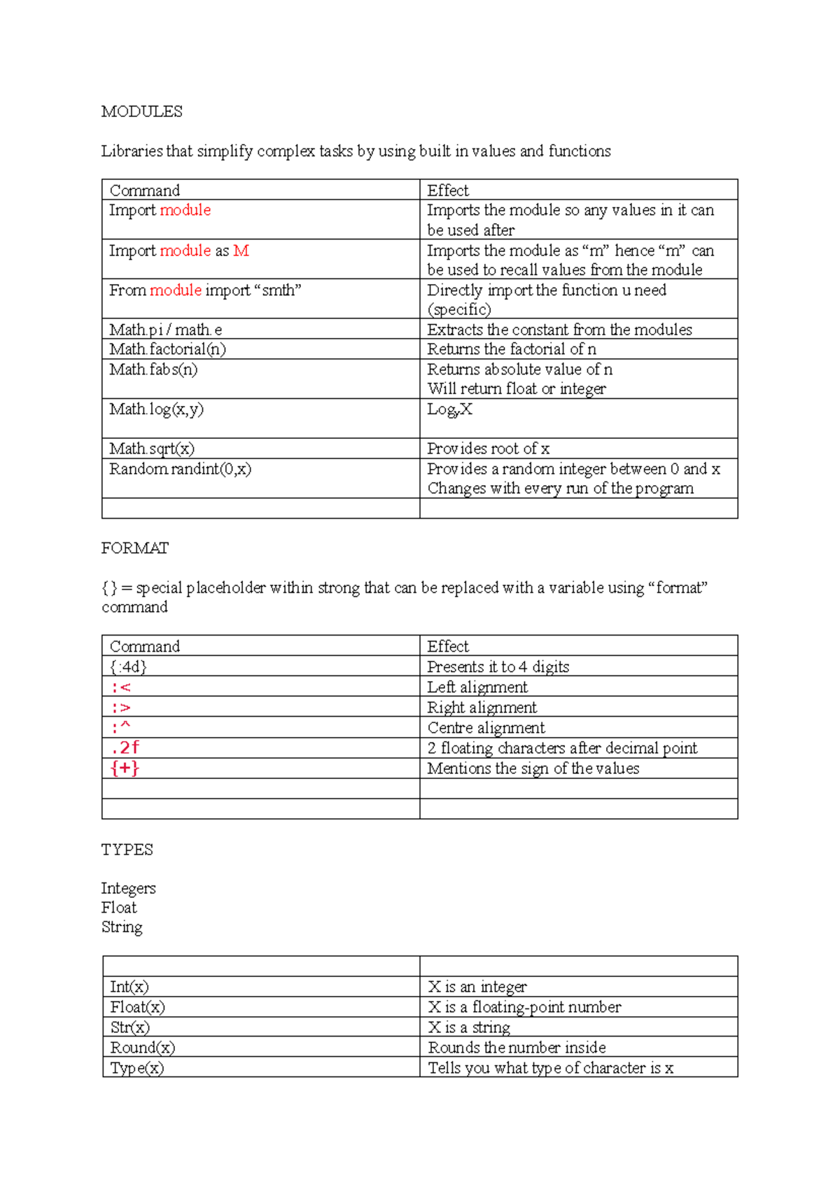 Programming notes - MODULES Libraries that simplify complex tasks by ...