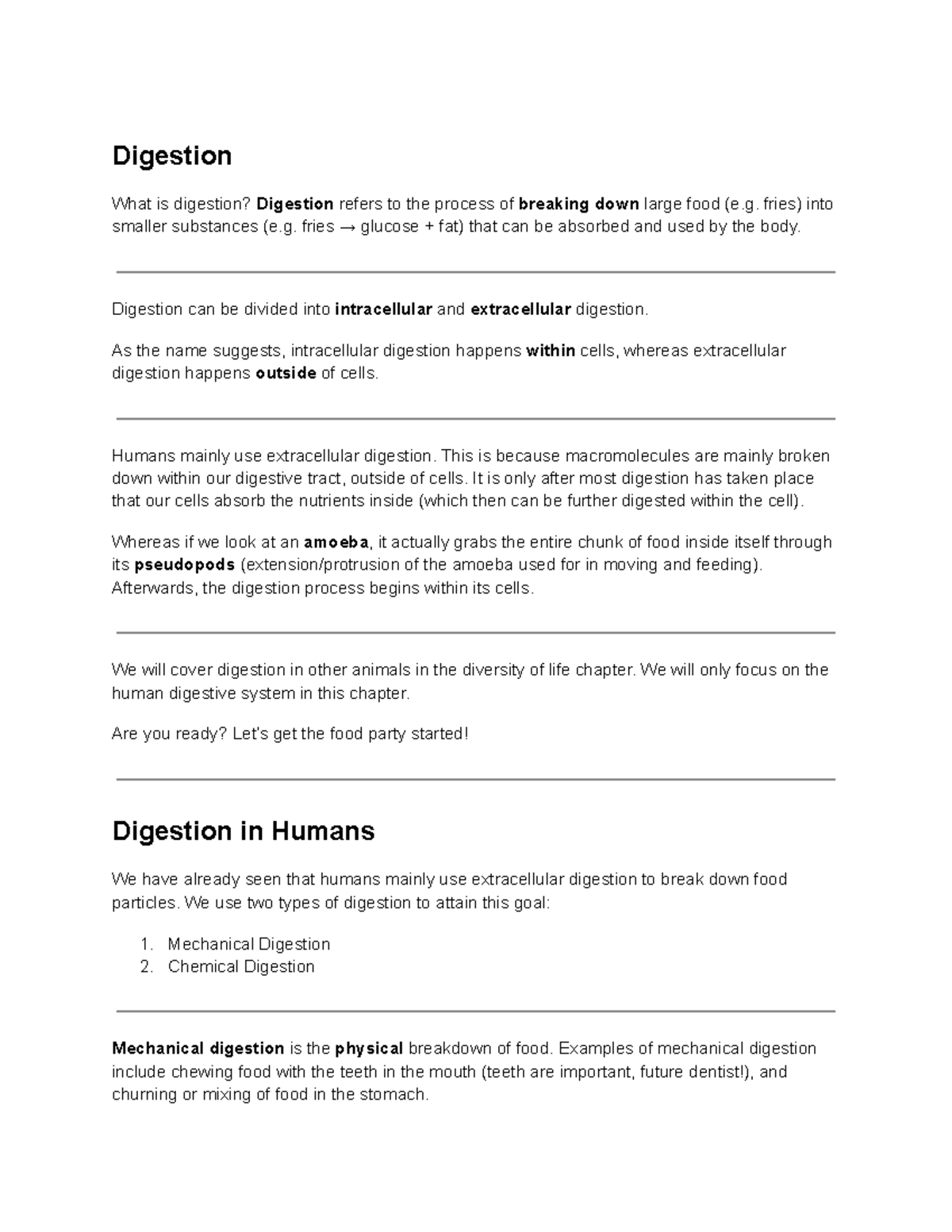 The Digestive System - Lecture notes 6 - Digestion What is digestion ...