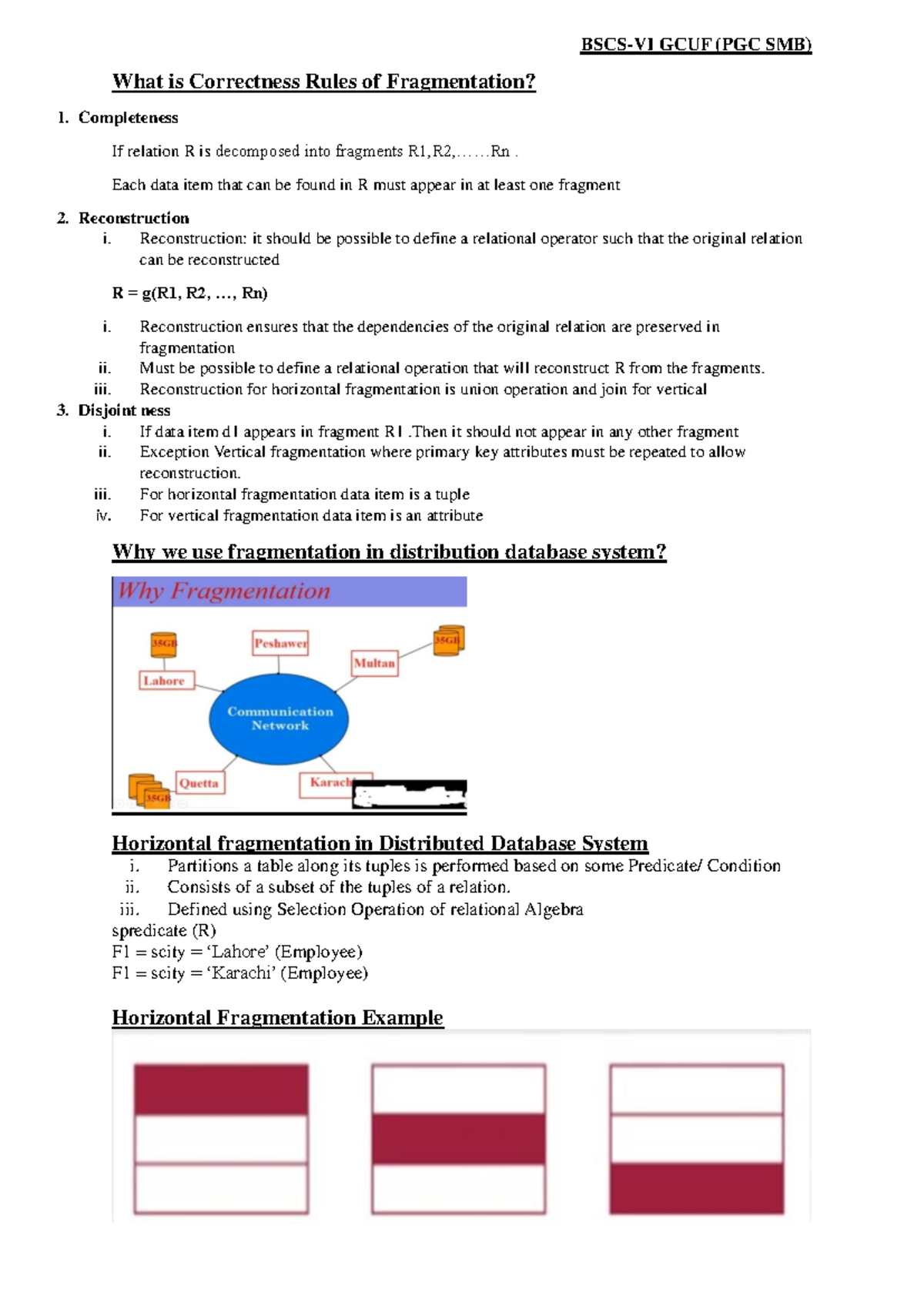 Rules and Horizontal fragmentaion - BSCS-VI GCUF (PGC SMB) What is ...