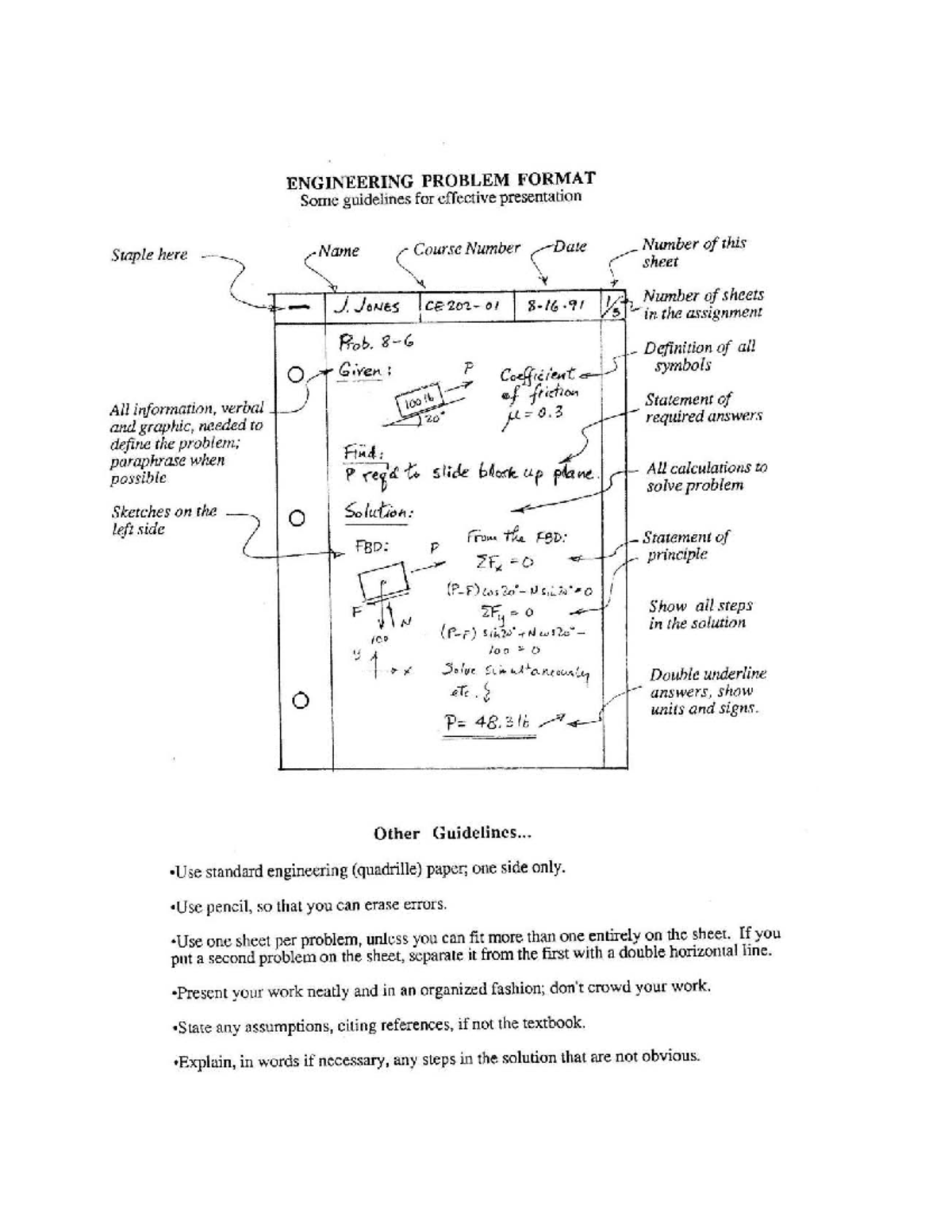 Engineering problem format - CE 442 - Studocu