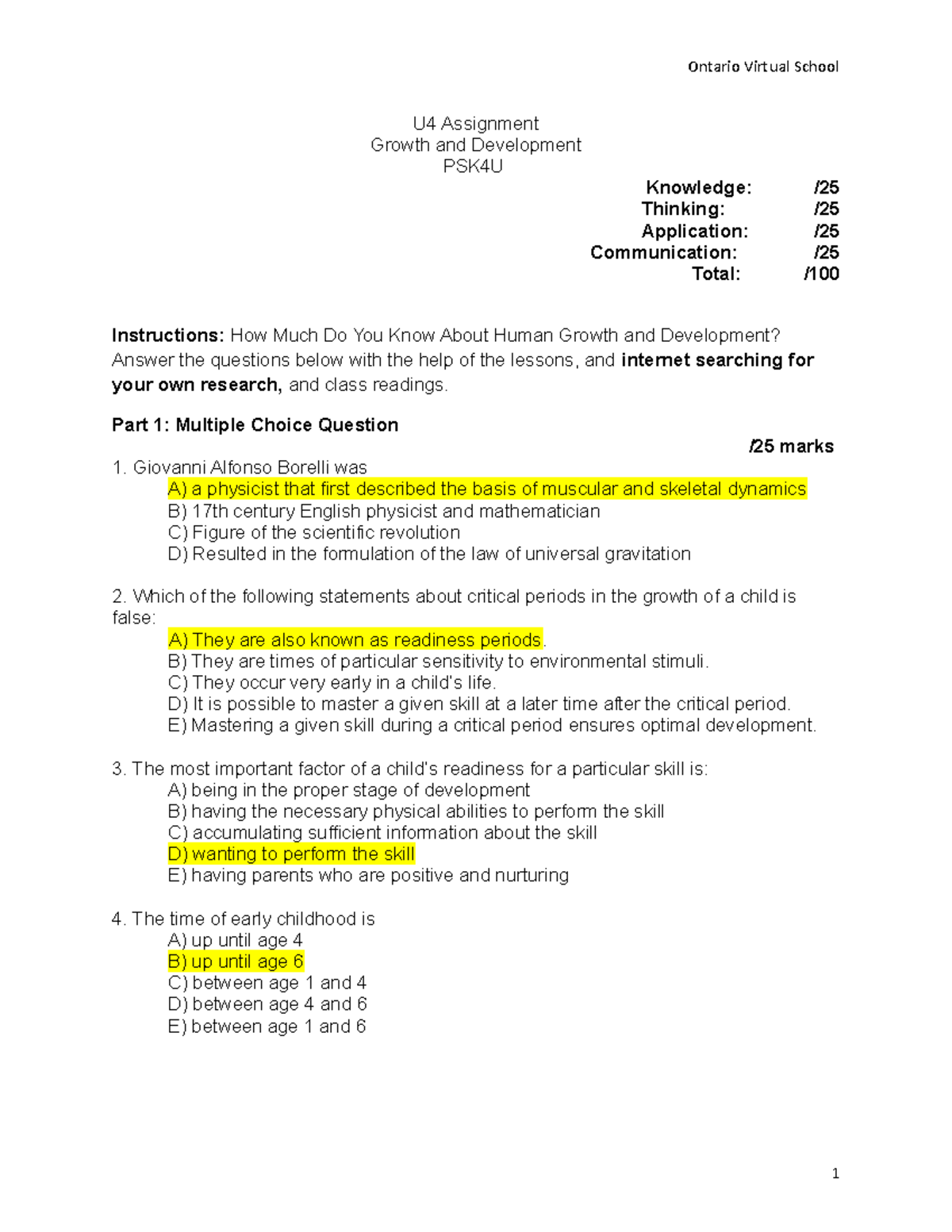 Unit 4 Assignment PSK4U 200235rftcxr focus - U4 Assignment Growth and ...