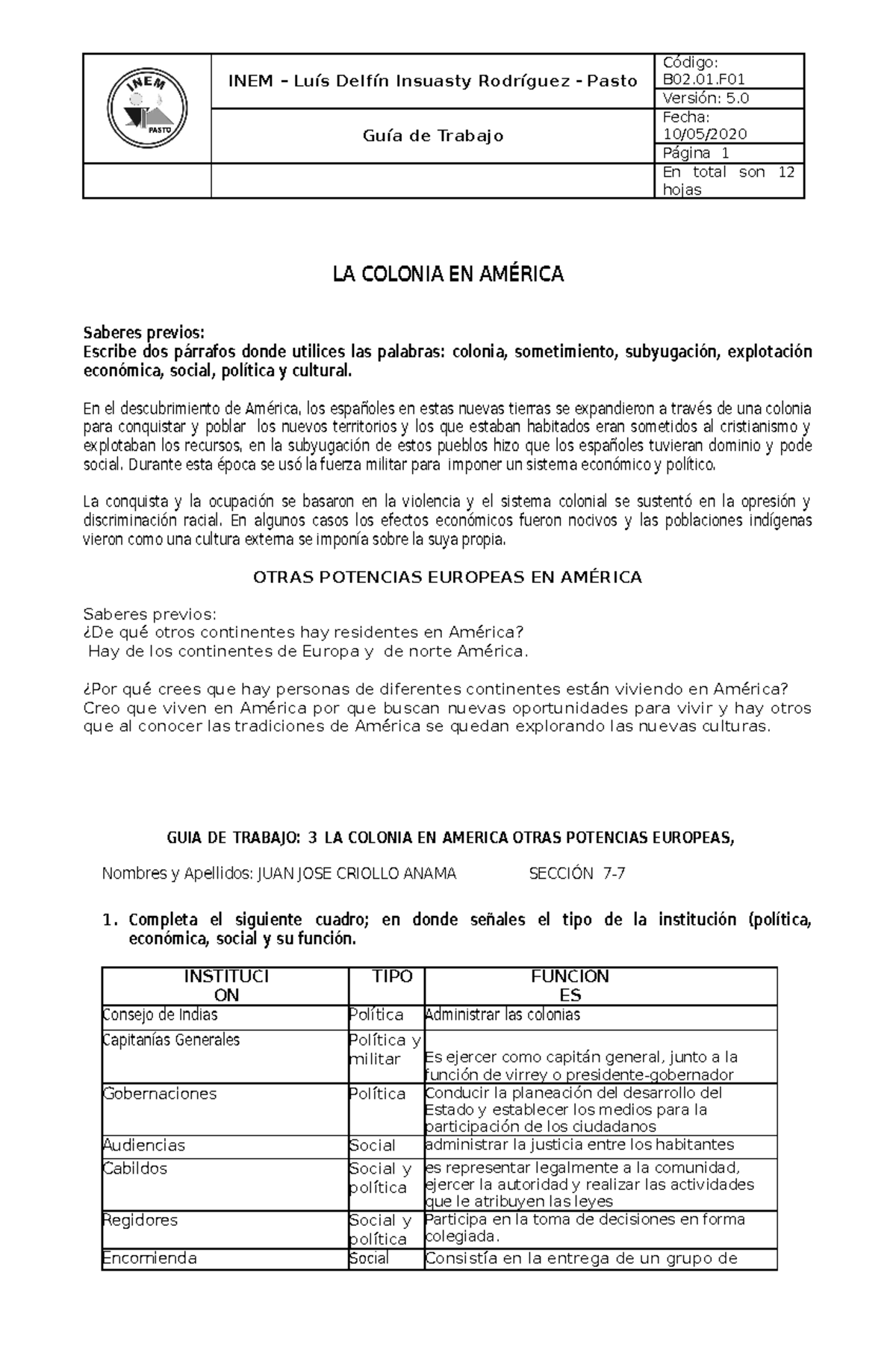 Guia3 Colonia en Americ - INEM – Luís Delfín Insuasty Rodríguez - Pasto ...