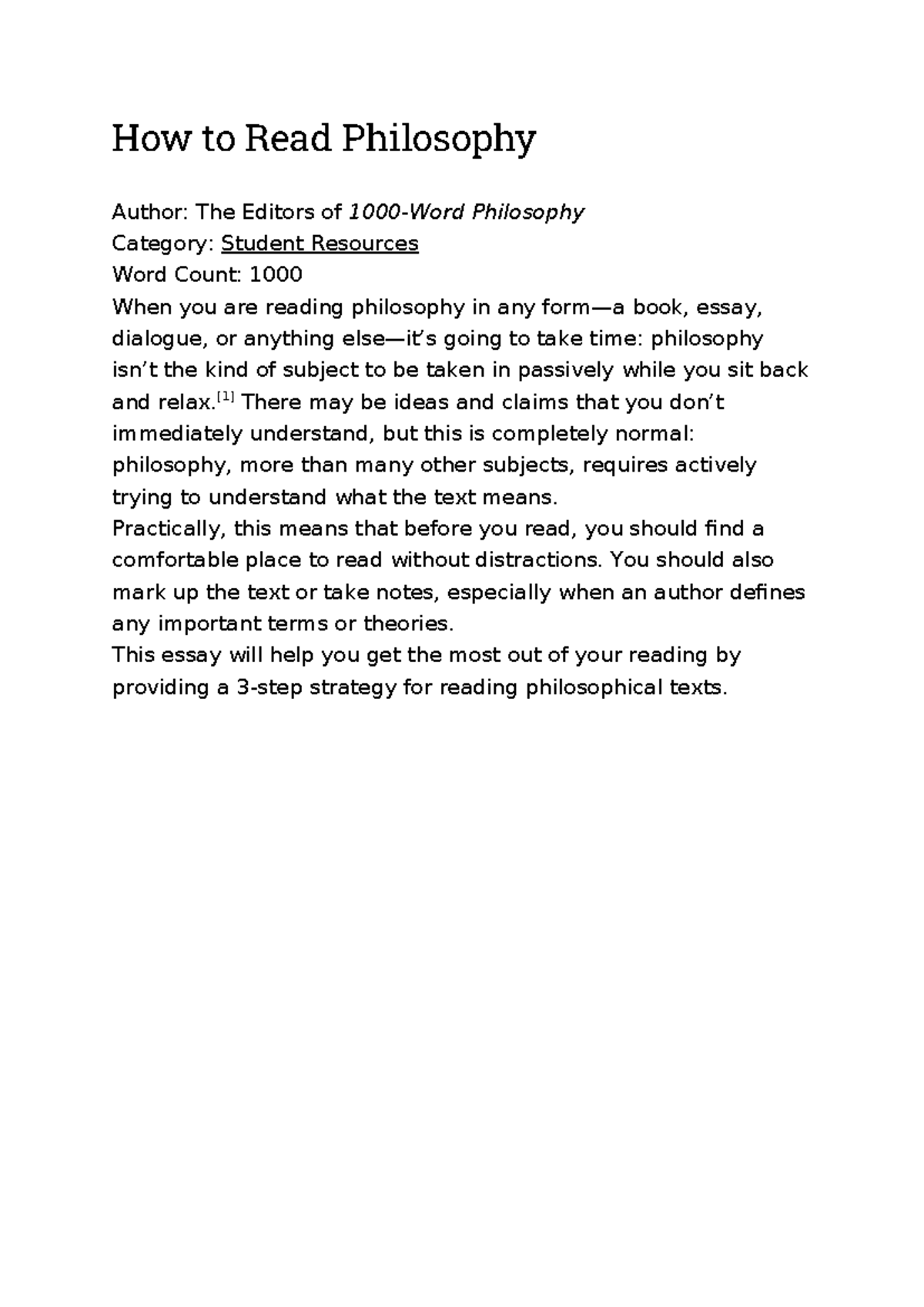 1 how to read philosophy - How to Read Philosophy Author: The Editors ...