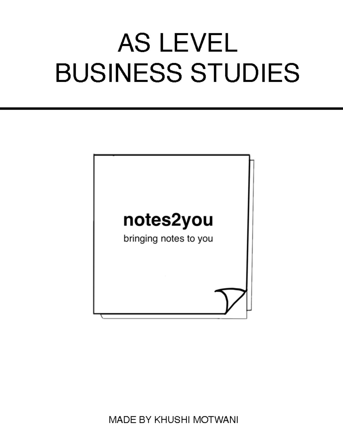 AS Level Business notes - Table of Contents Unit 1: Chapter 1 - Studocu