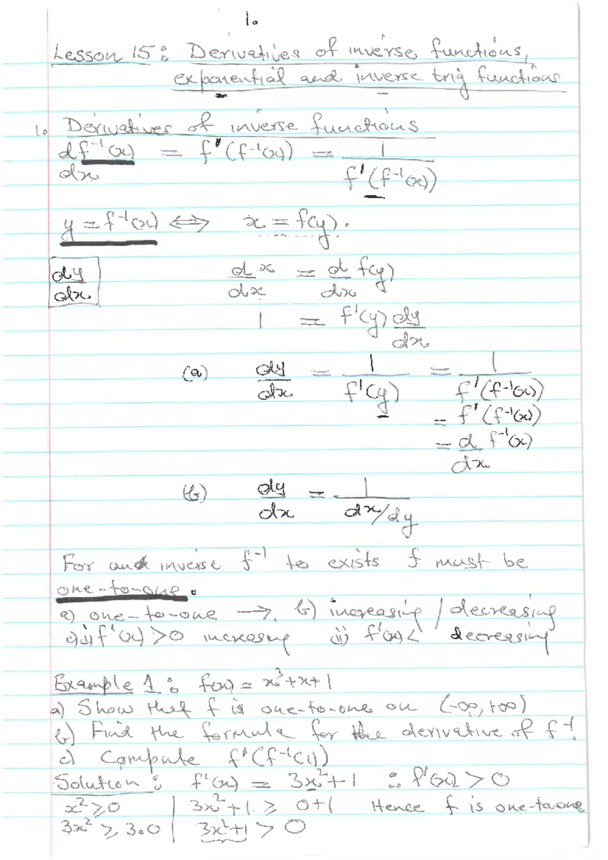 Lesson 15-Derivatives of inverse functions exponential and inverse trig ...
