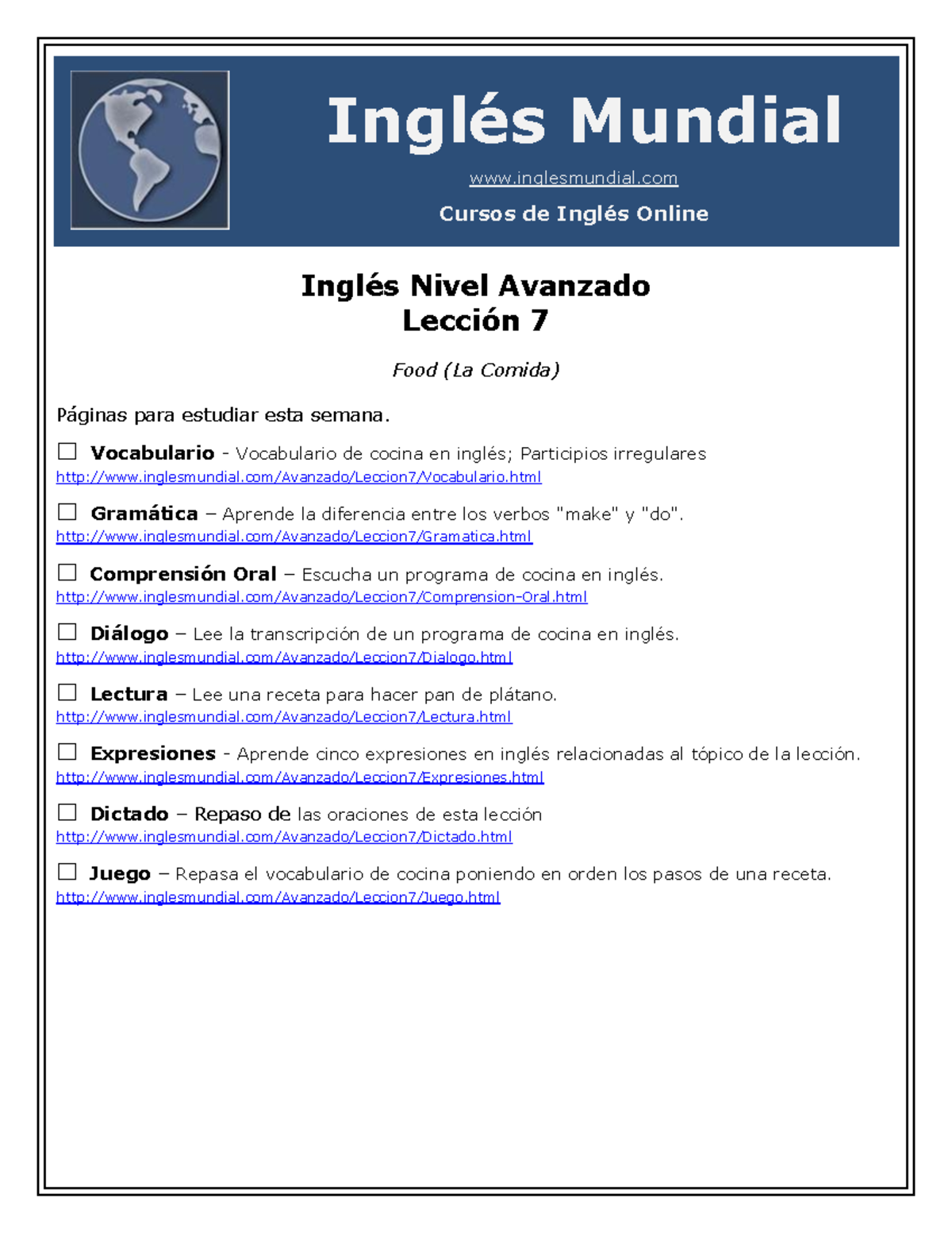 Avanzado 7 - Nosequedecirxd - inglesmundial ####### Cursos de Inglés ...