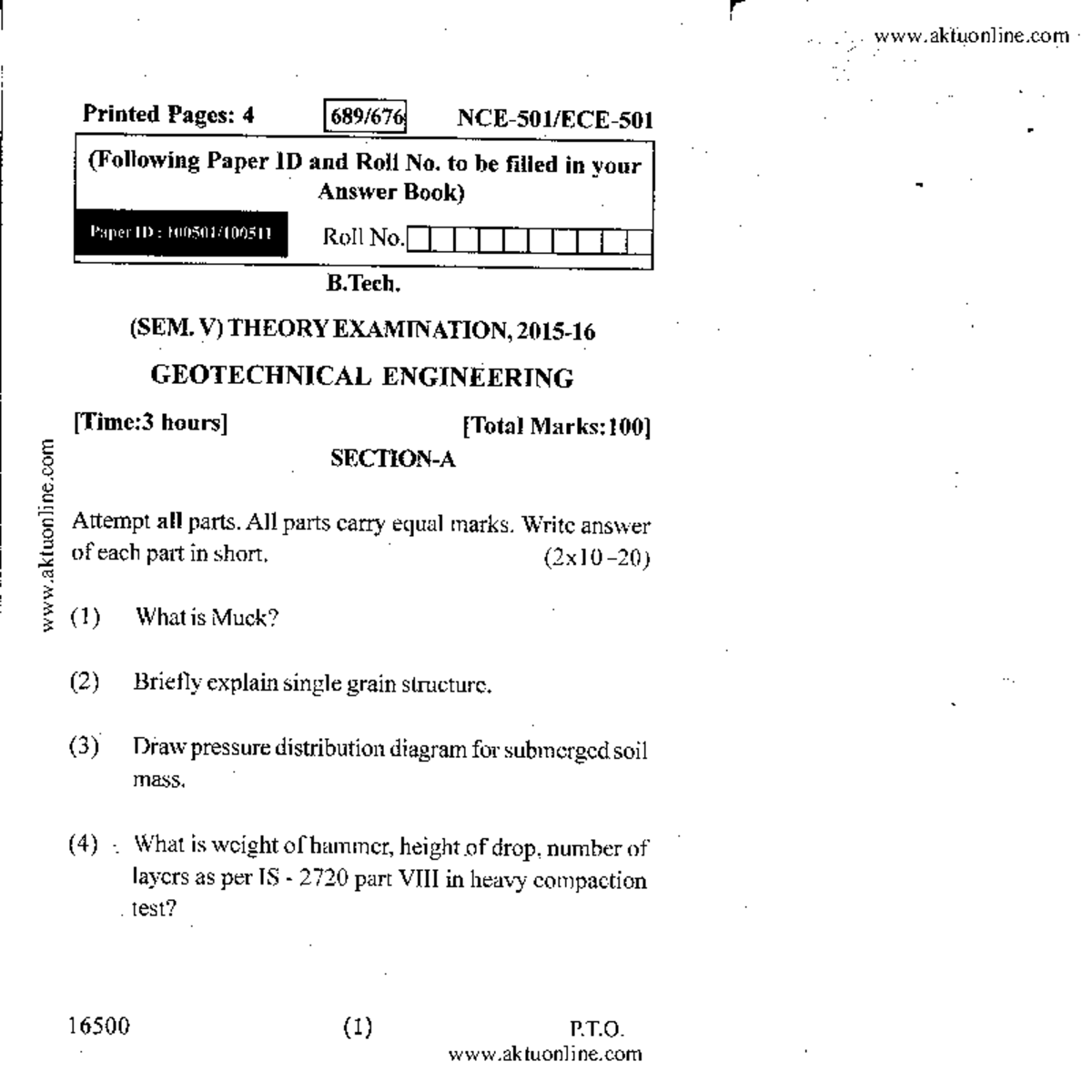 Geotechnical engineering nce 501 2015 16 - Printed Pages ...