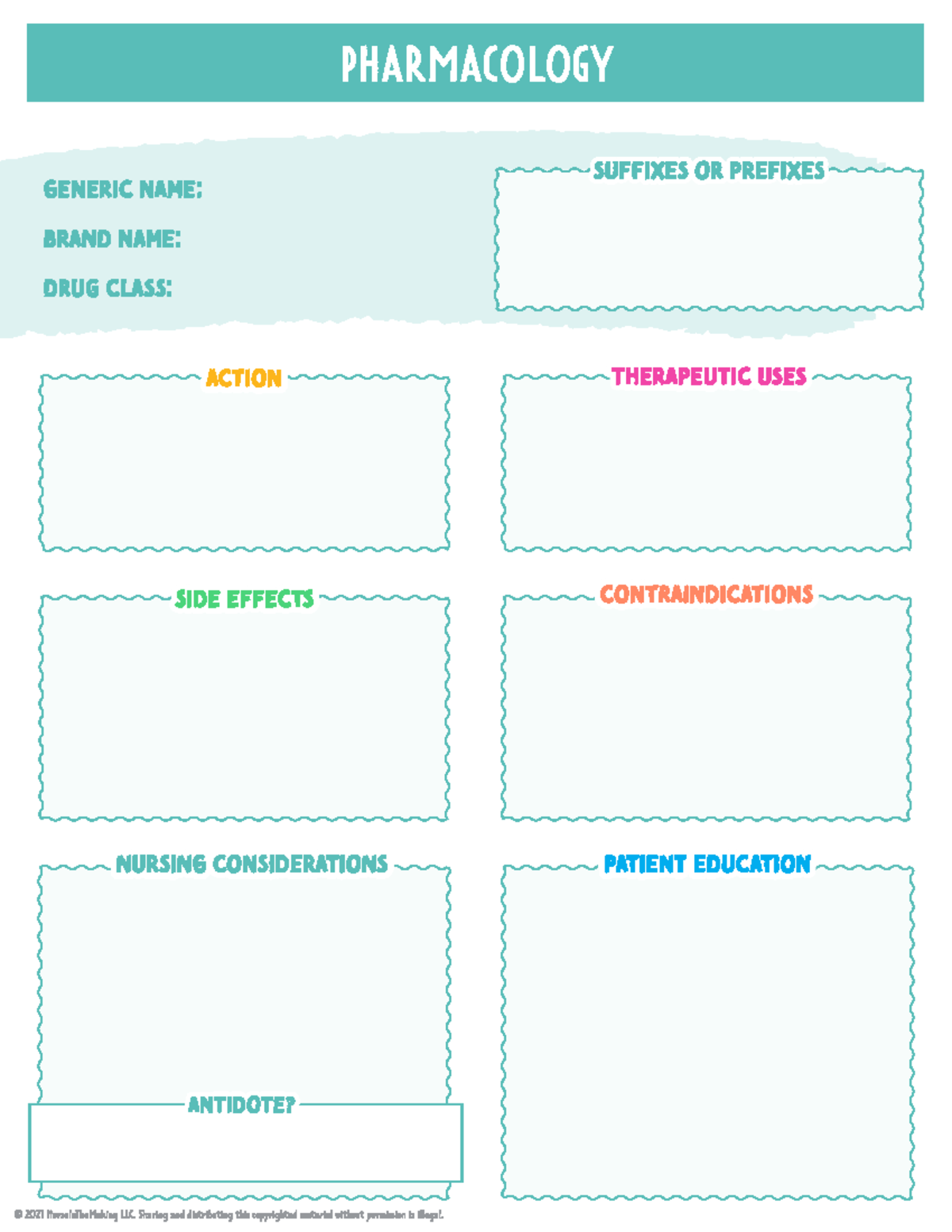 Medication Card Template - PHARMACOLOGY SUFFIXES OR PREFIXES GENERIC ...