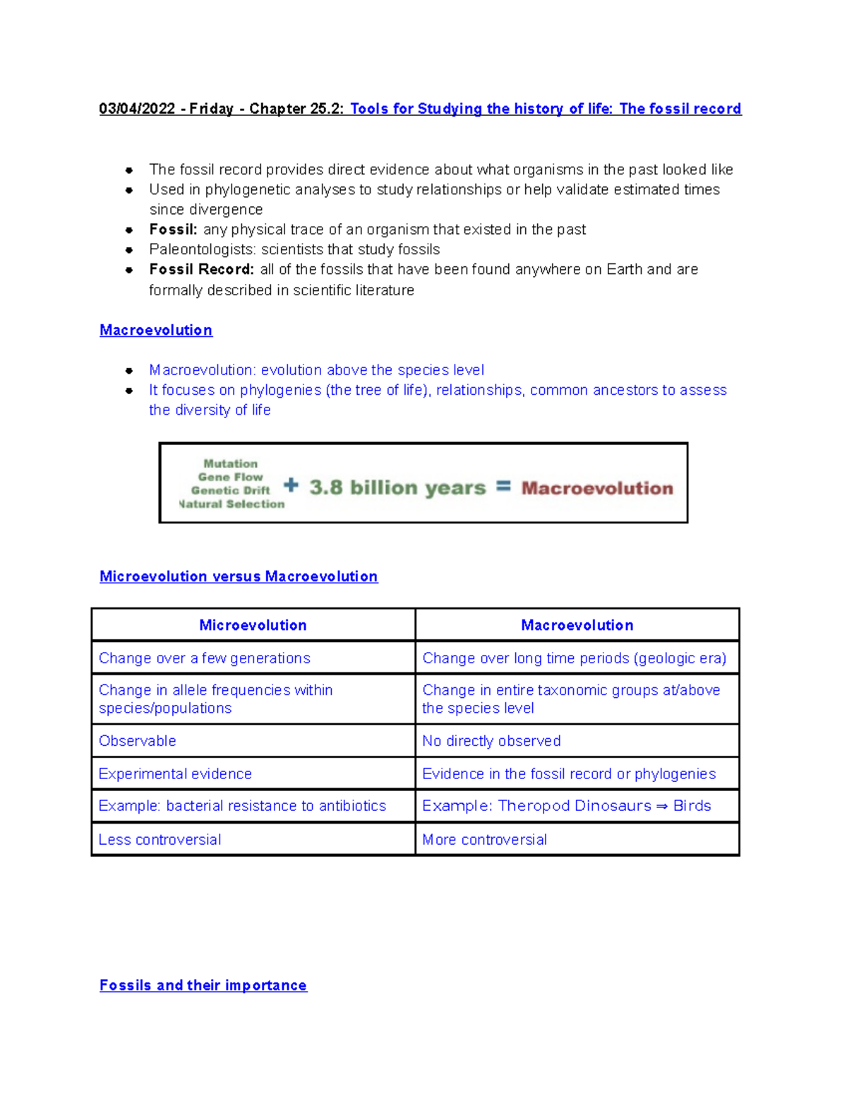 M2 Paleontology and Deep History of Life Phyogenies and the History of ...