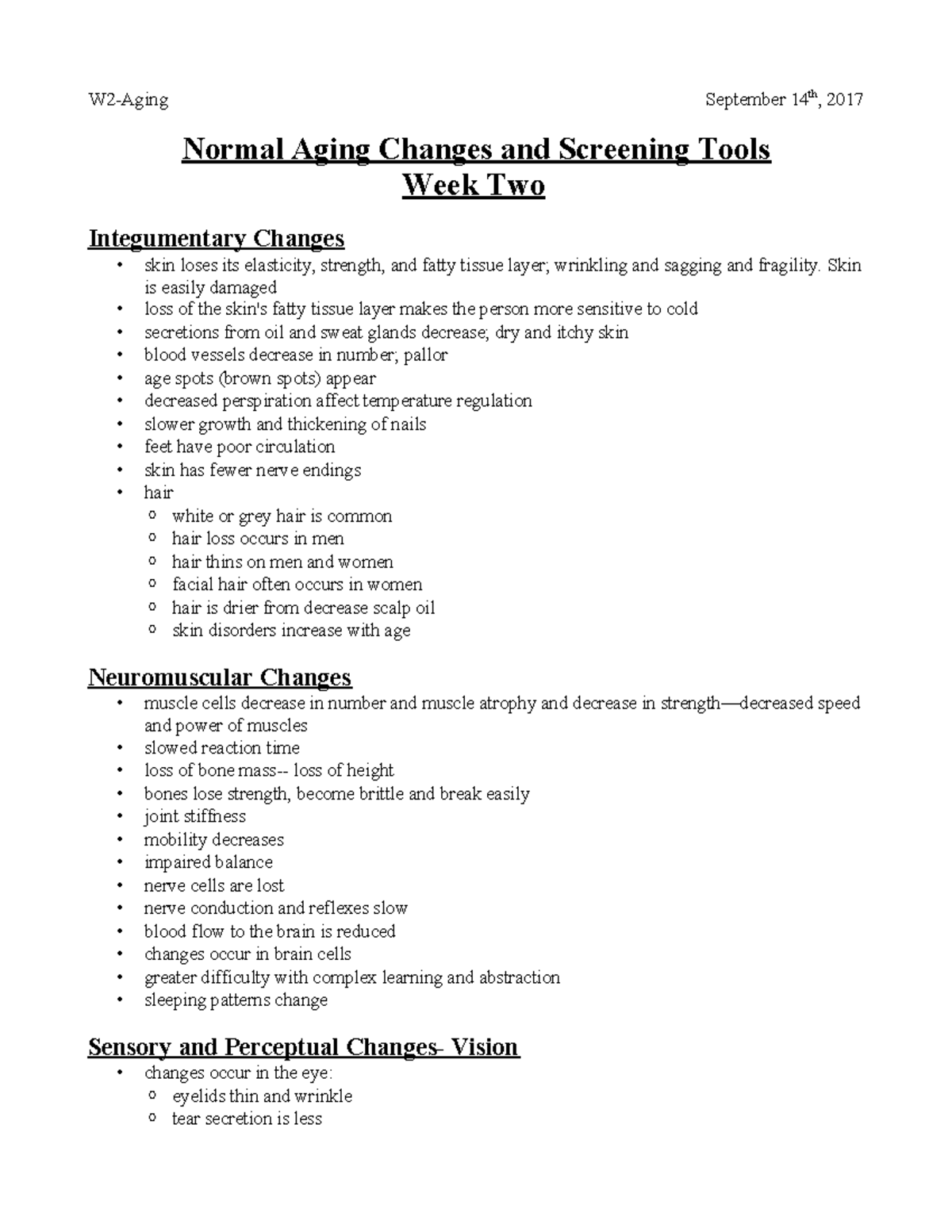 Aging-normal aging - Lecture notes 5 - September 14th, 2017 W2-Aging ...