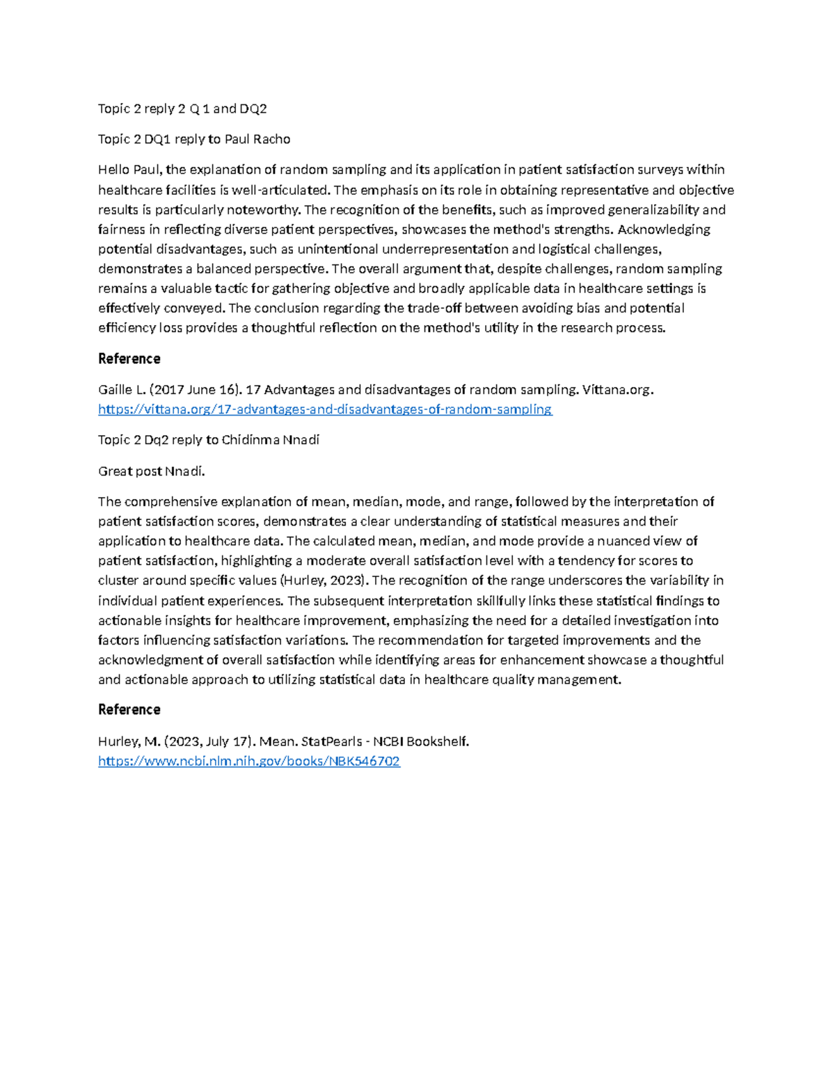 Topic 2 reply 2 - Summary Health Assessment - Topic 2 reply 2 Q 1 and ...