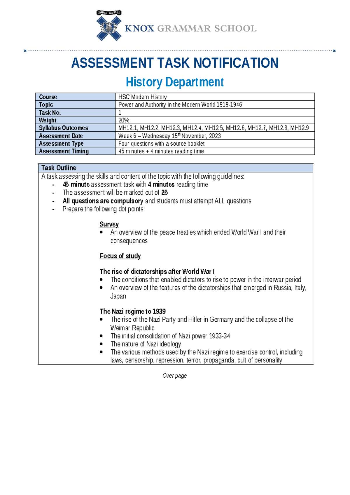 Year12Modern History Assessment Task 12024 Notification - ASSESSMENT ...