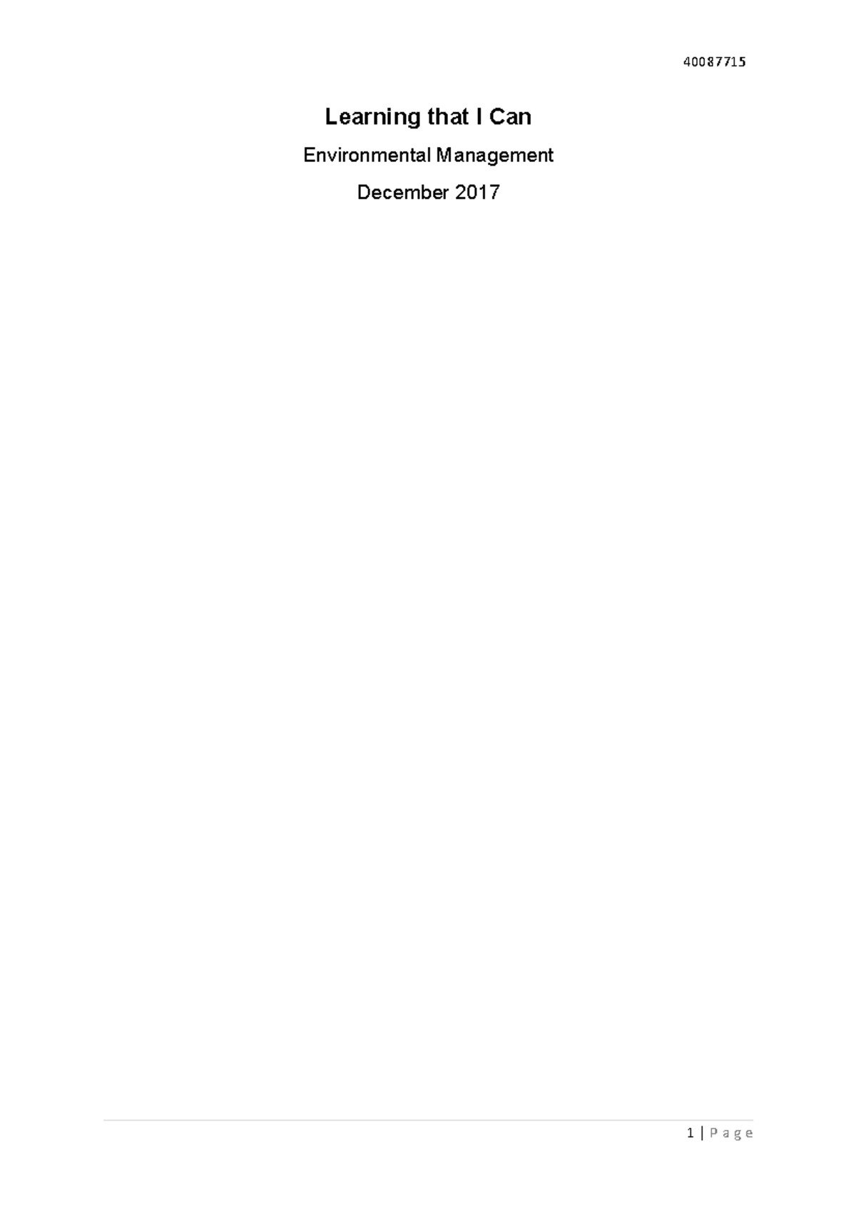 Environmental reflective essay - 40087715 Learning that I Can ...