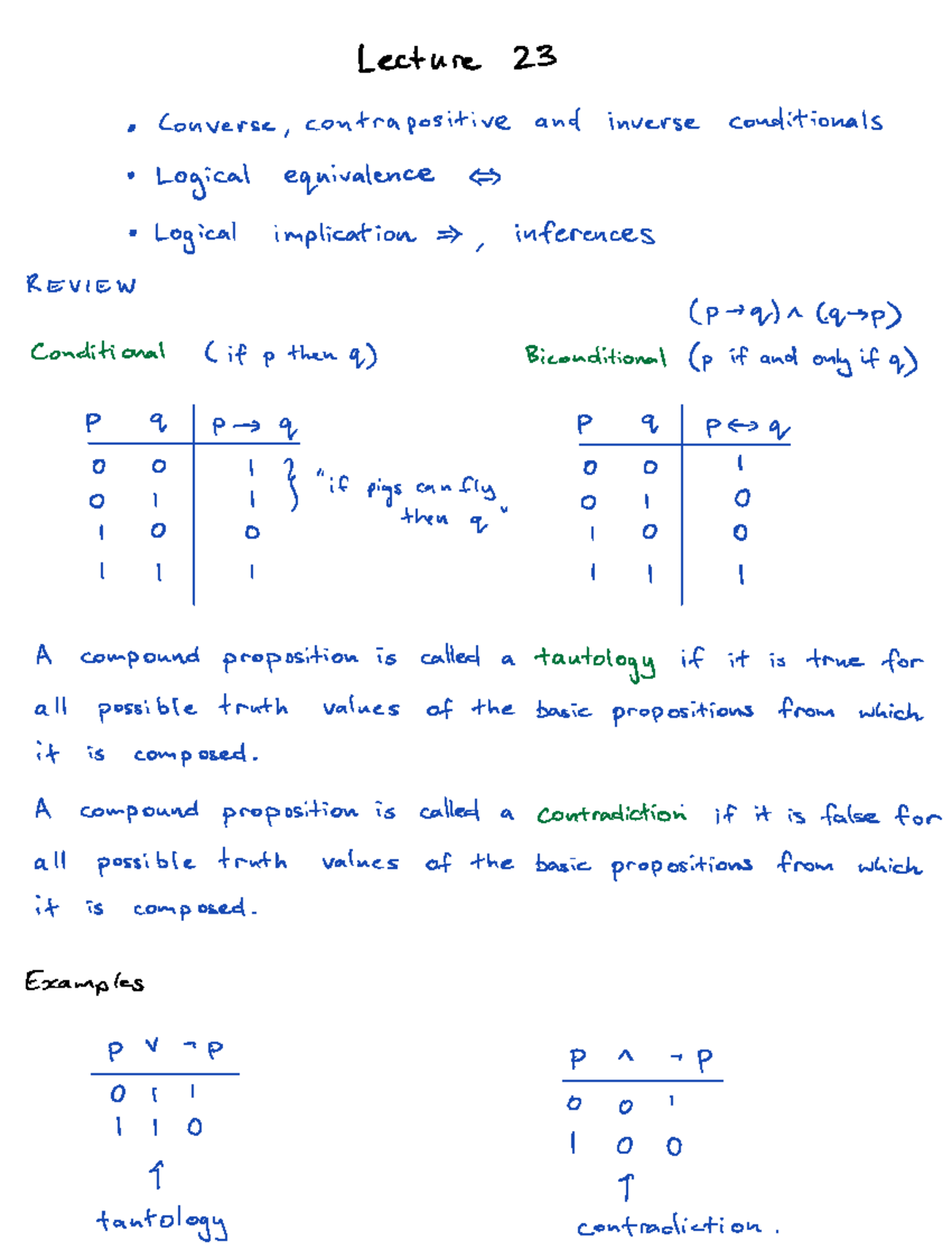 Lecture 23 full notes - Lecture 23 Converse contrapositive and inverse ...