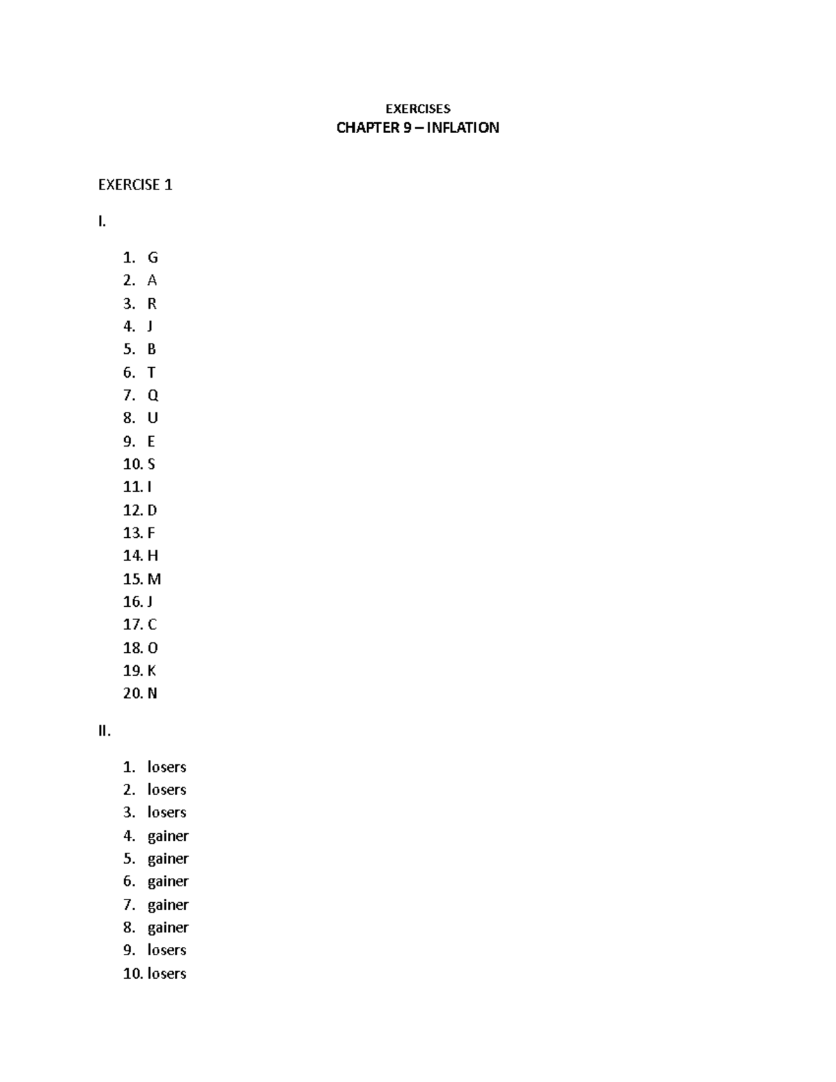 Chapter 9 - Inflation - solution manuals - EXERCISES CHAPTER 9 ...