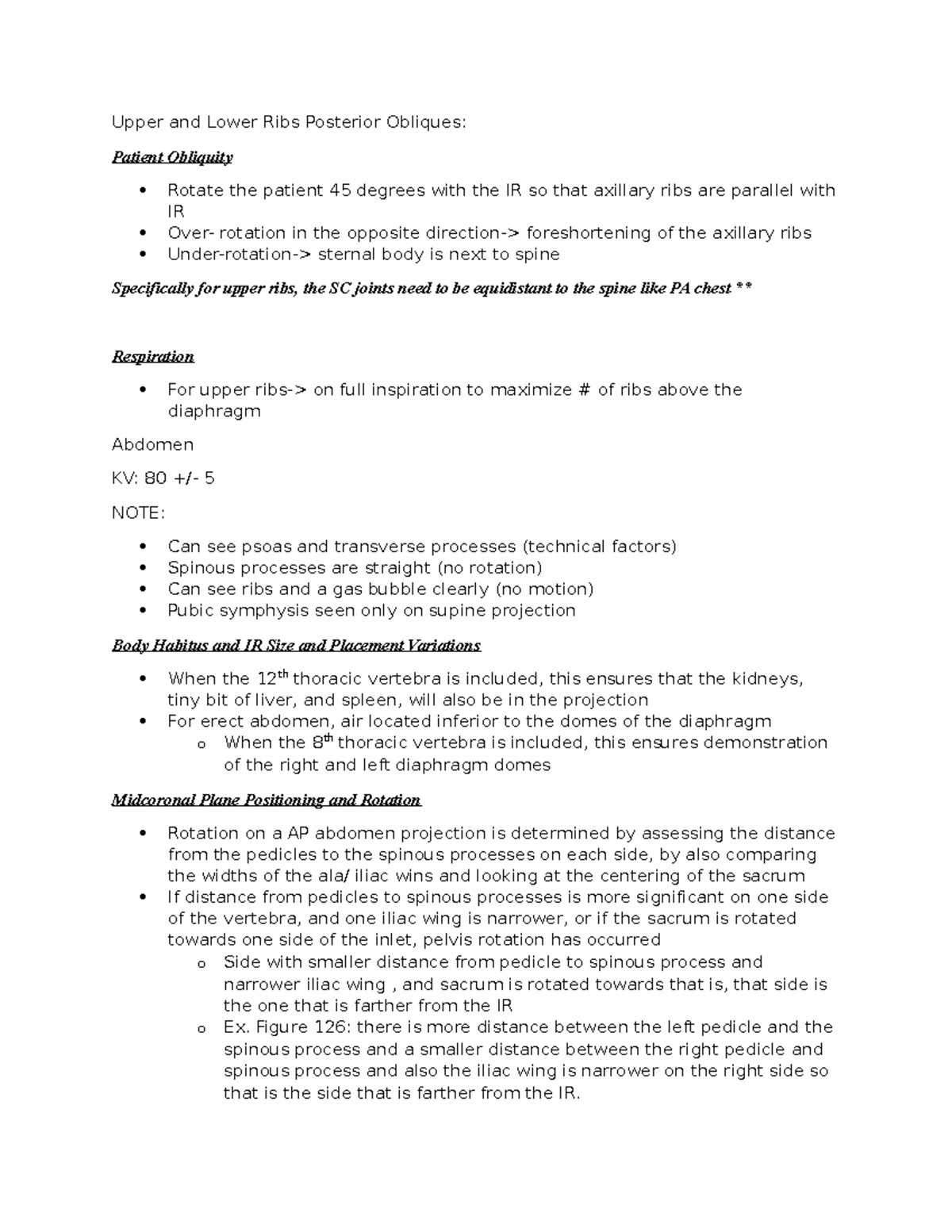 Abdomen notes - lecture - Upper and Lower Ribs Posterior Obliques ...