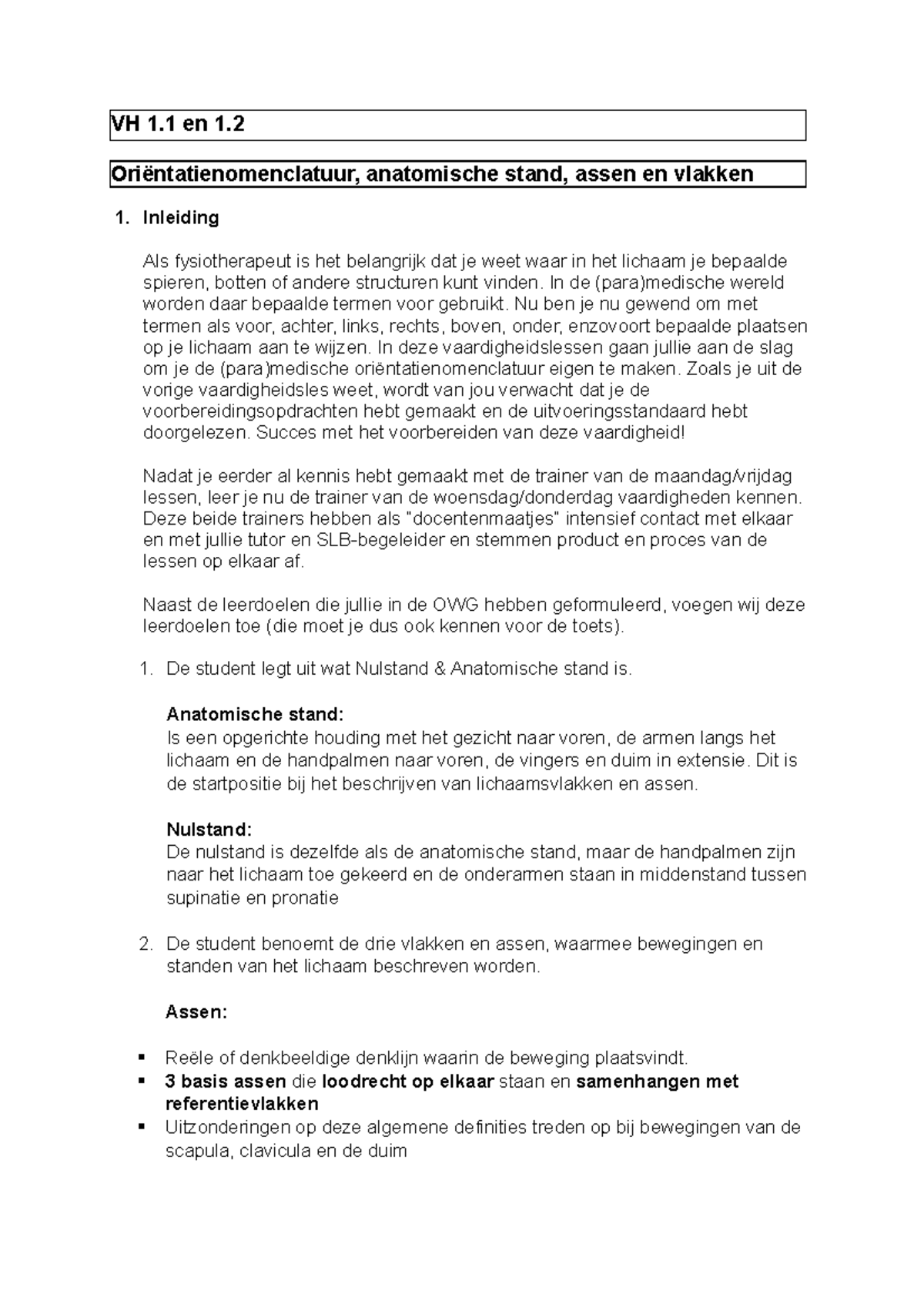VH 1.1 en 1.2 Anatomische stand, assen, vlakken en plaatsbepalingen 04 ...