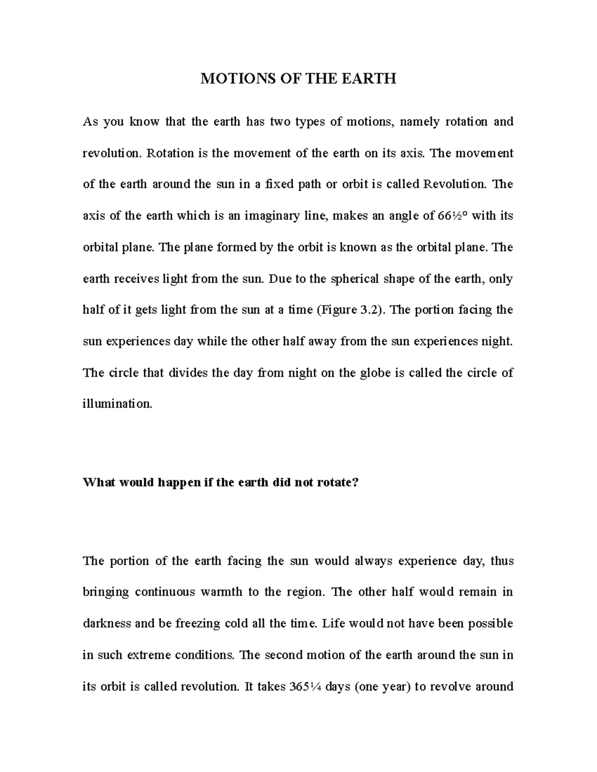 Motions OF THE Earth - MOTIONS OF THE EARTH As you know that the earth ...