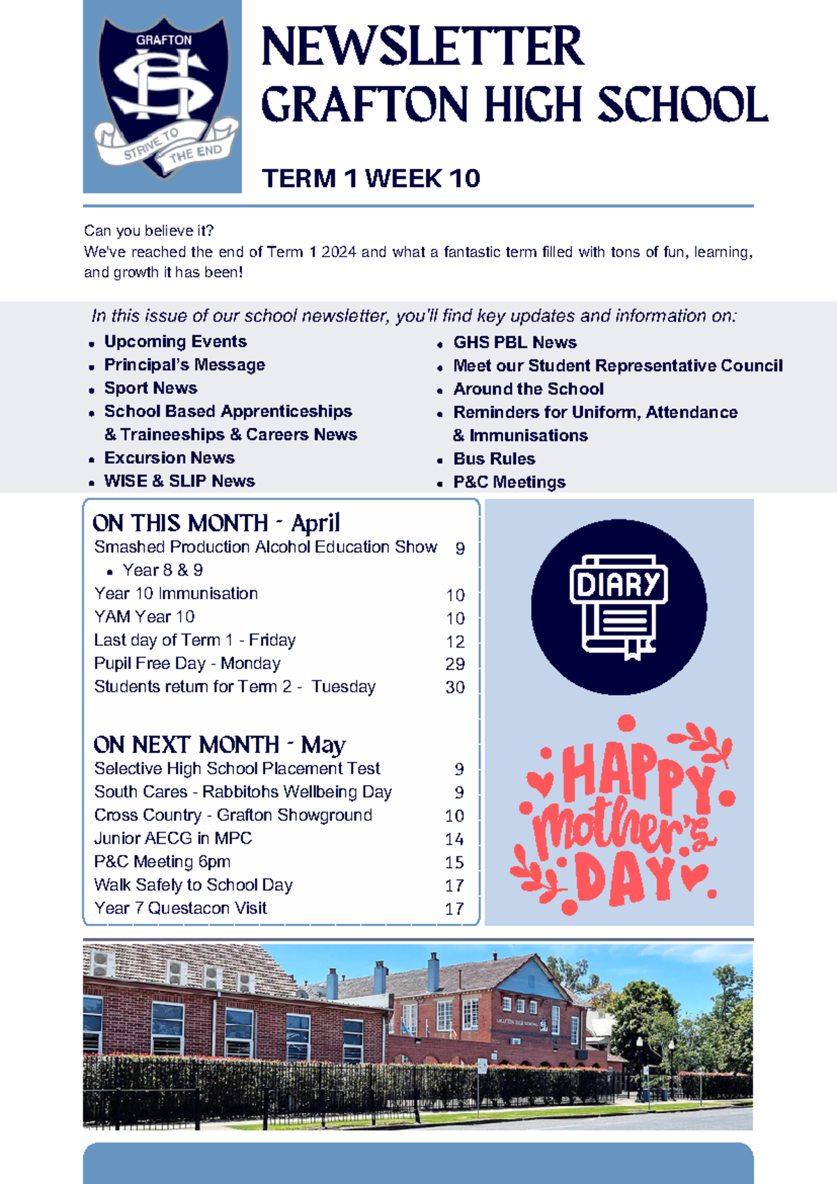 Term 1 Week 10 GHS Newsletter - ON THIS MONTH - April GHS PBL News Meet ...