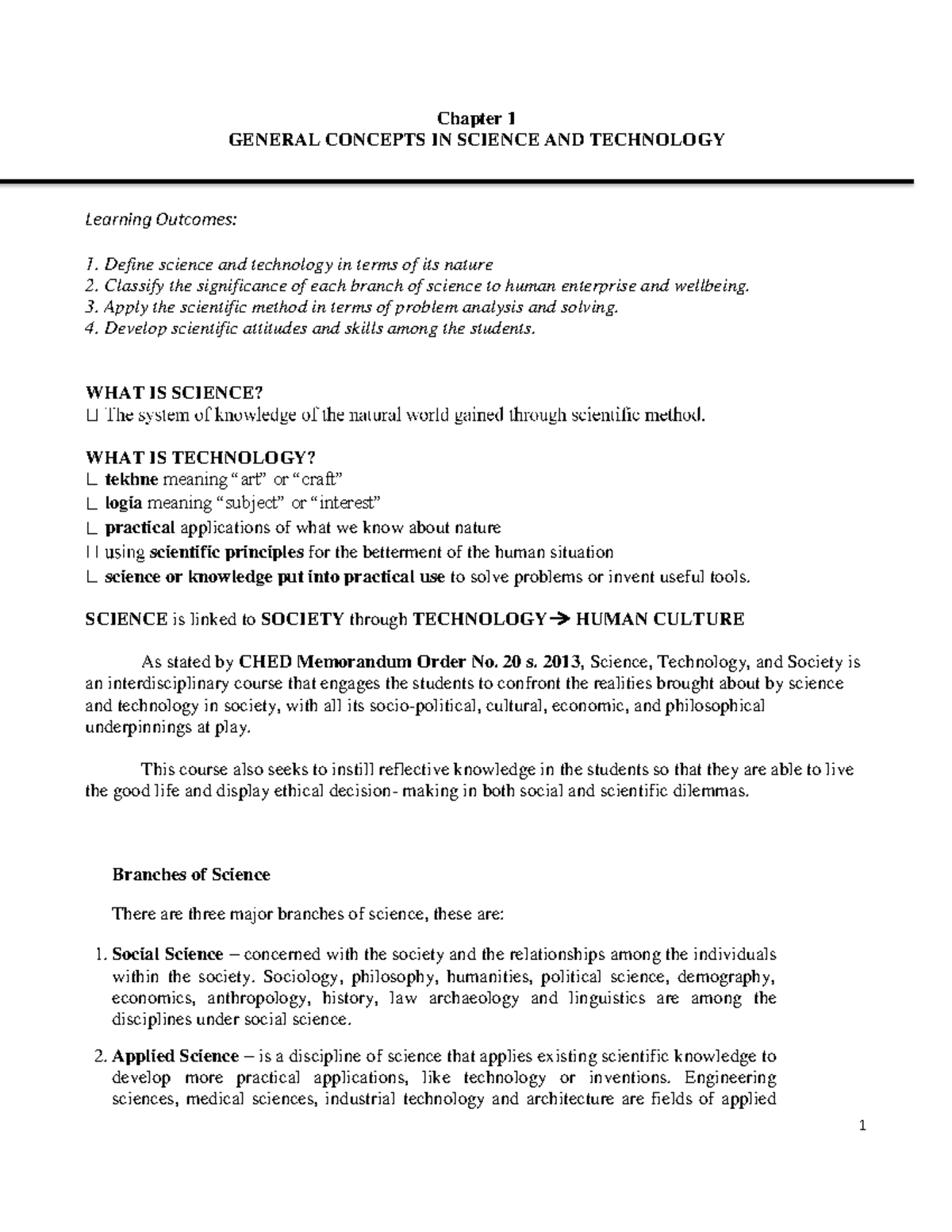 General Concepts IN Science AND Technology p1 6 - Chapter 1 GENERAL ...