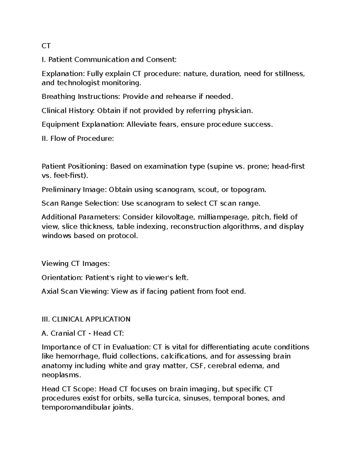 CT and MRI added notes - CT I. Patient Communication and Consent ...