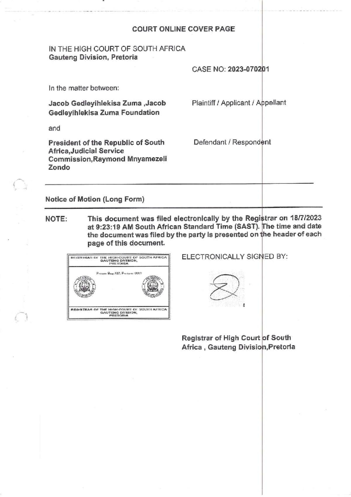 Application JG Zuma and Pres Ramaphosa and Others 231004 094619 ...