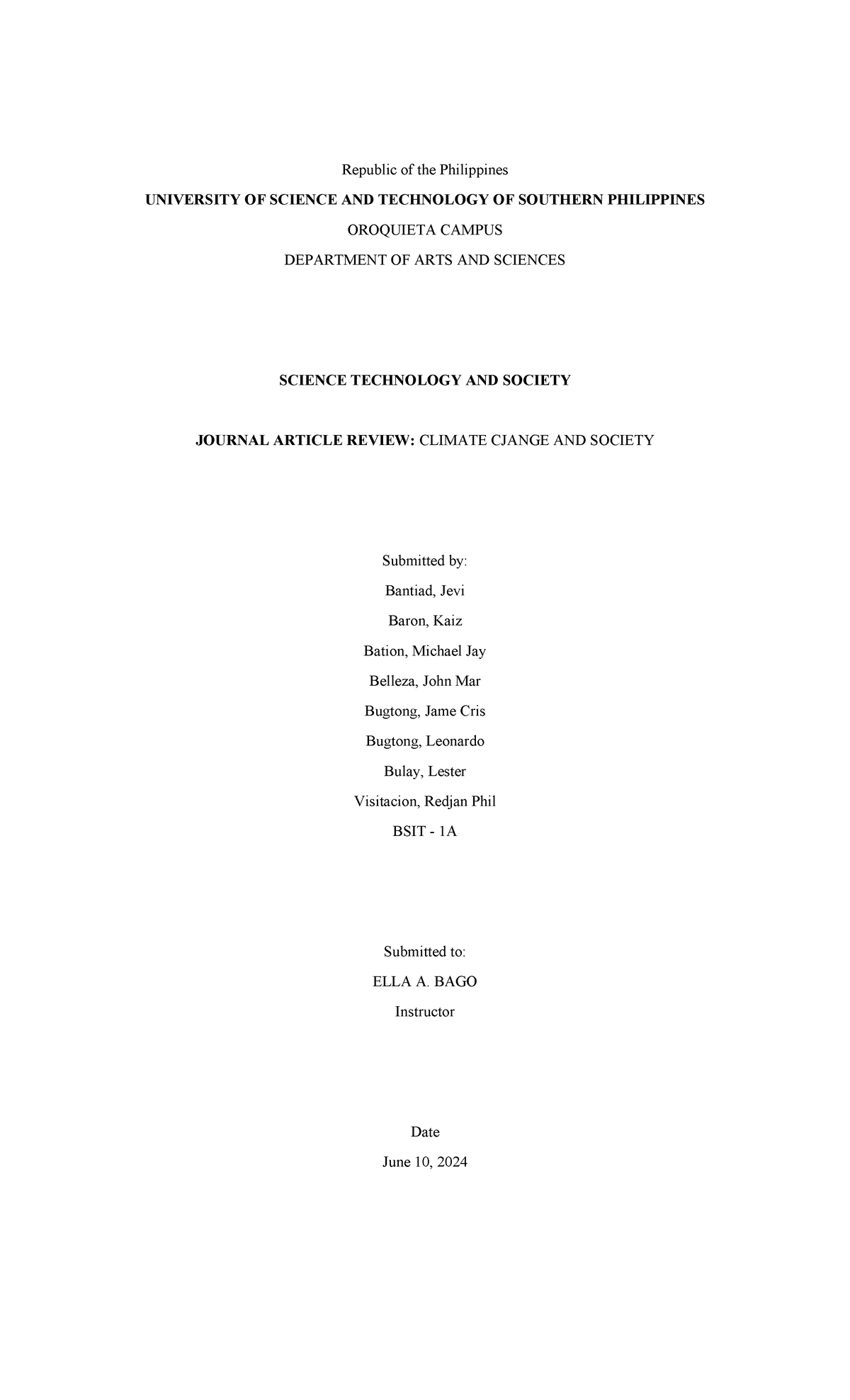 STS - hxbxb - Republic of the Philippines UNIVERSITY OF SCIENCE AND ...